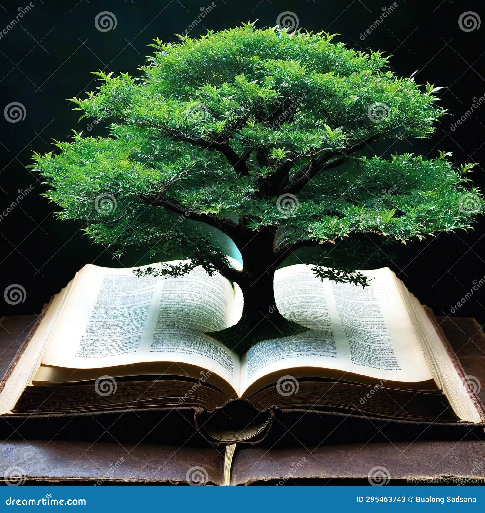 An Open Book with Tree Growing Out of Stock Illustration - Illustration ...