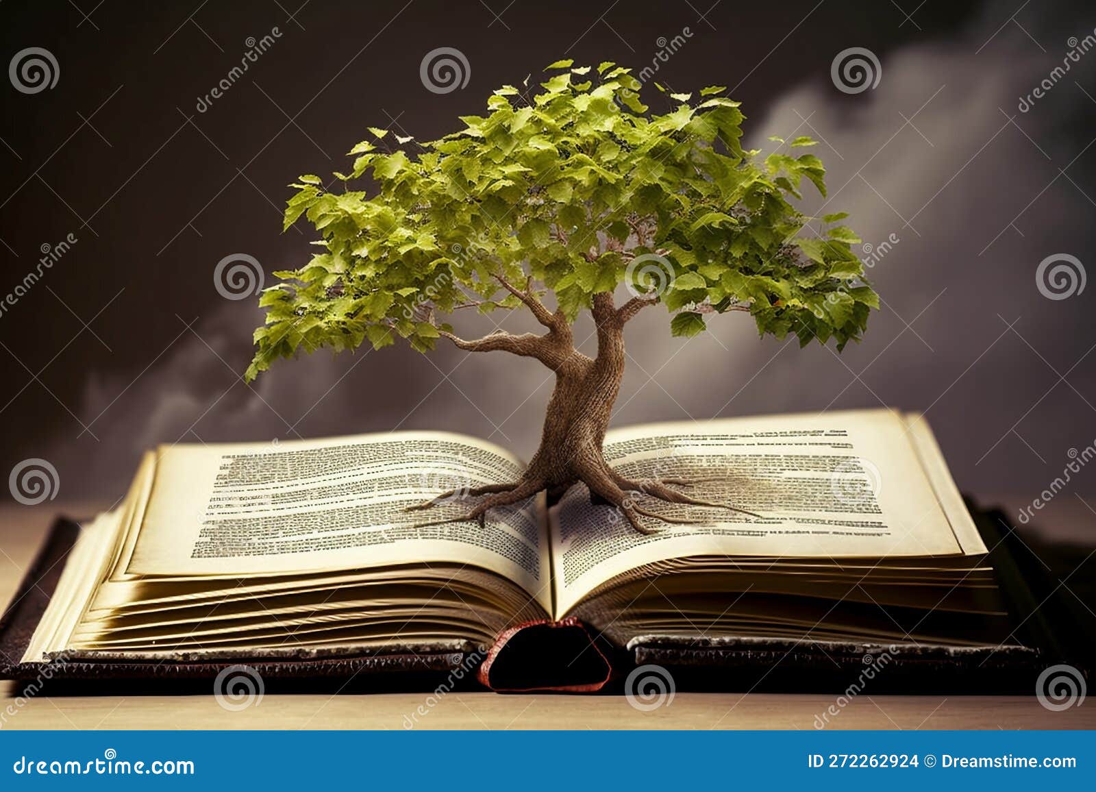 An Open Book with Tree Growing Out of it Stock Illustration ...