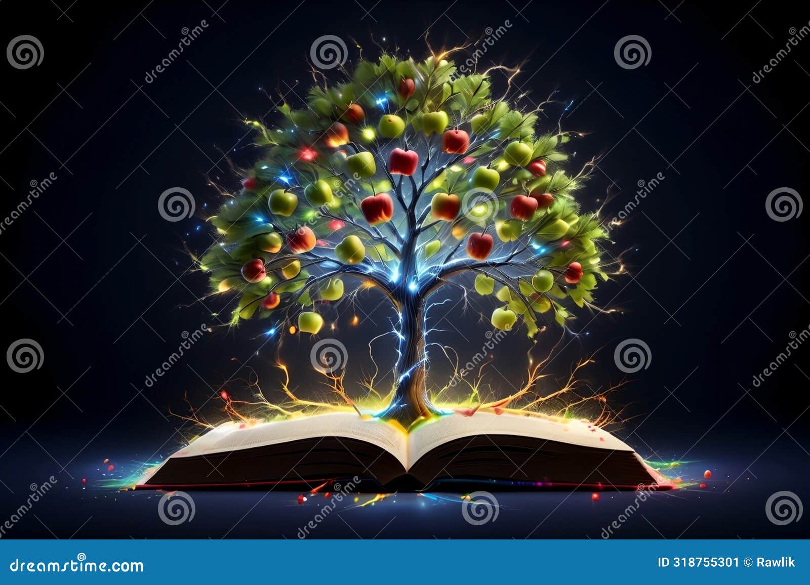 Open Book and Tree of Knowledge, Abstract Background Stock Image ...