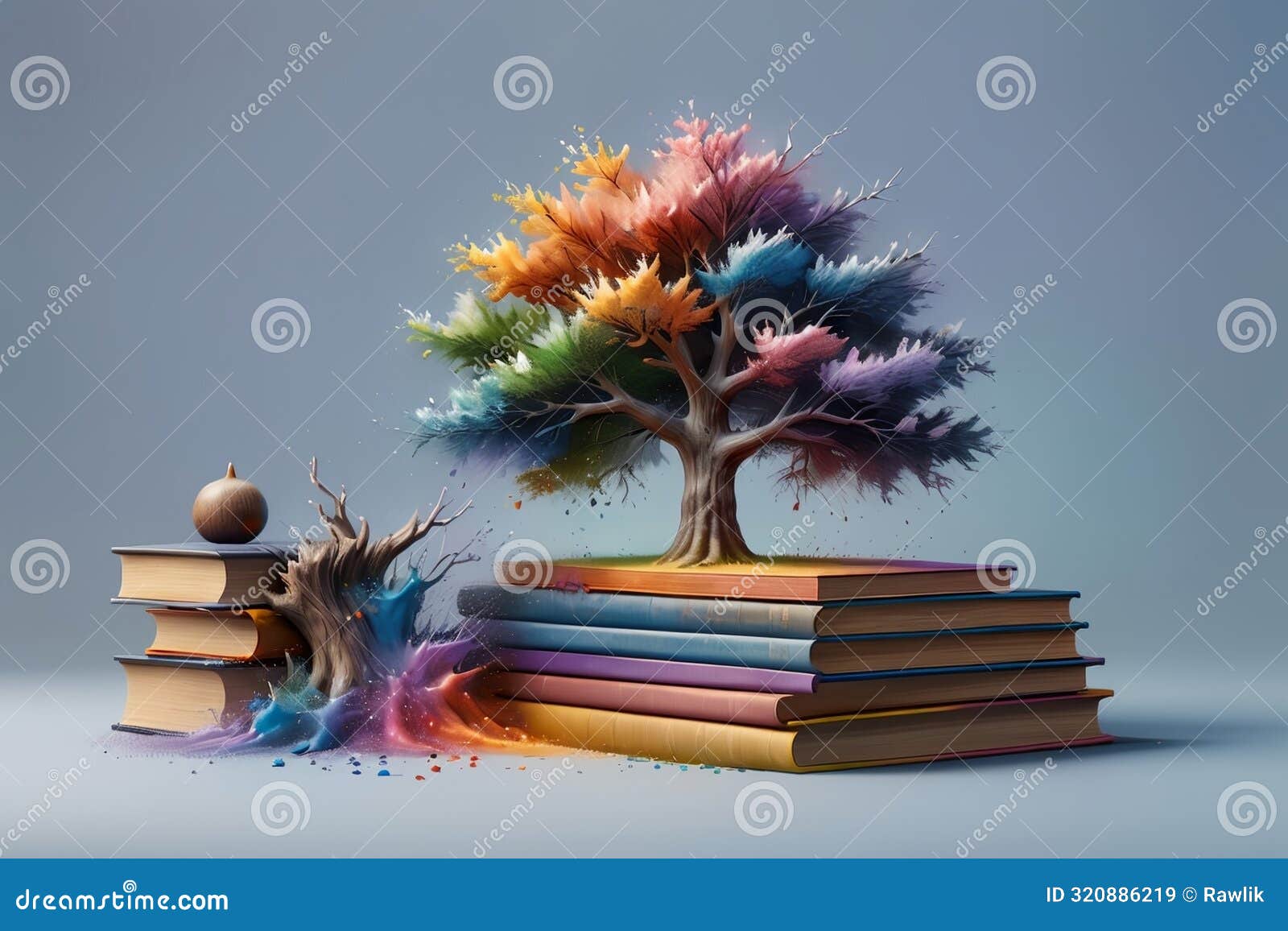 Open Book and Tree of Knowledge, Abstract Background Stock Image ...