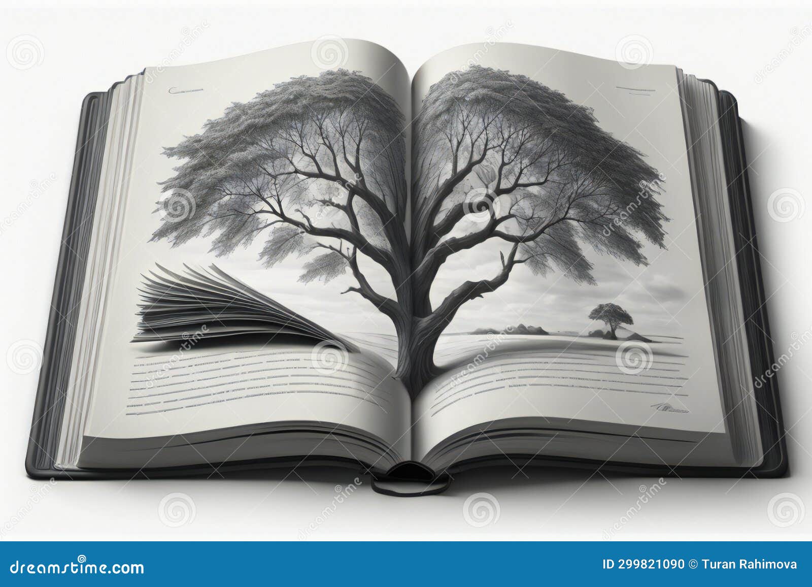 Open Book with Tree in the Middle on White Background. Generative Ai ...
