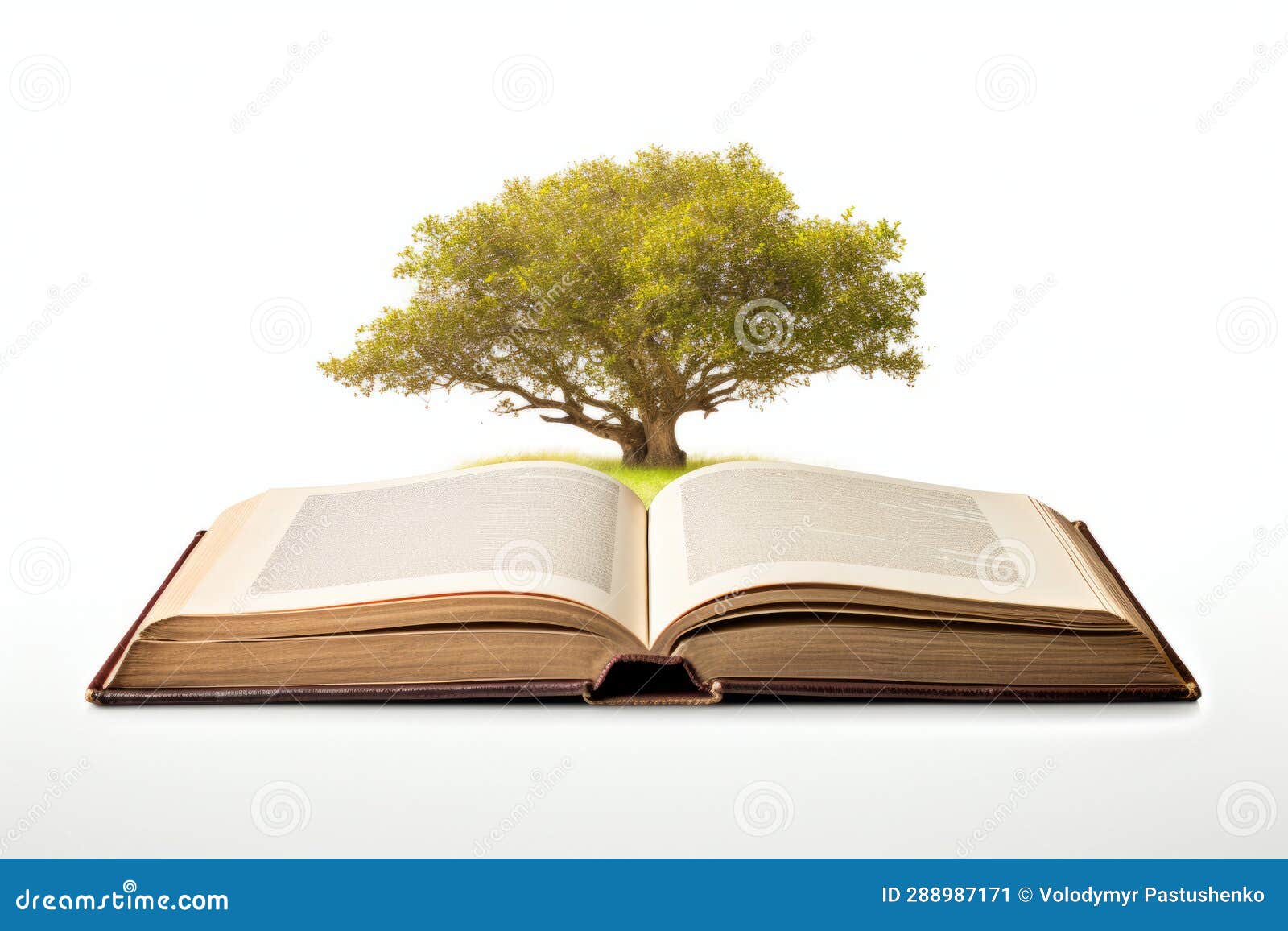 Open Book with Tree on Top of it on Table. Generative AI Stock Image ...