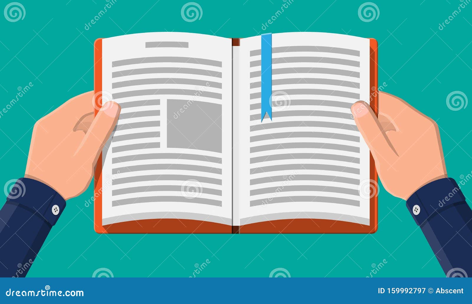 Open Book with an Upside Down Page and Bookmark. Stock Vector ...