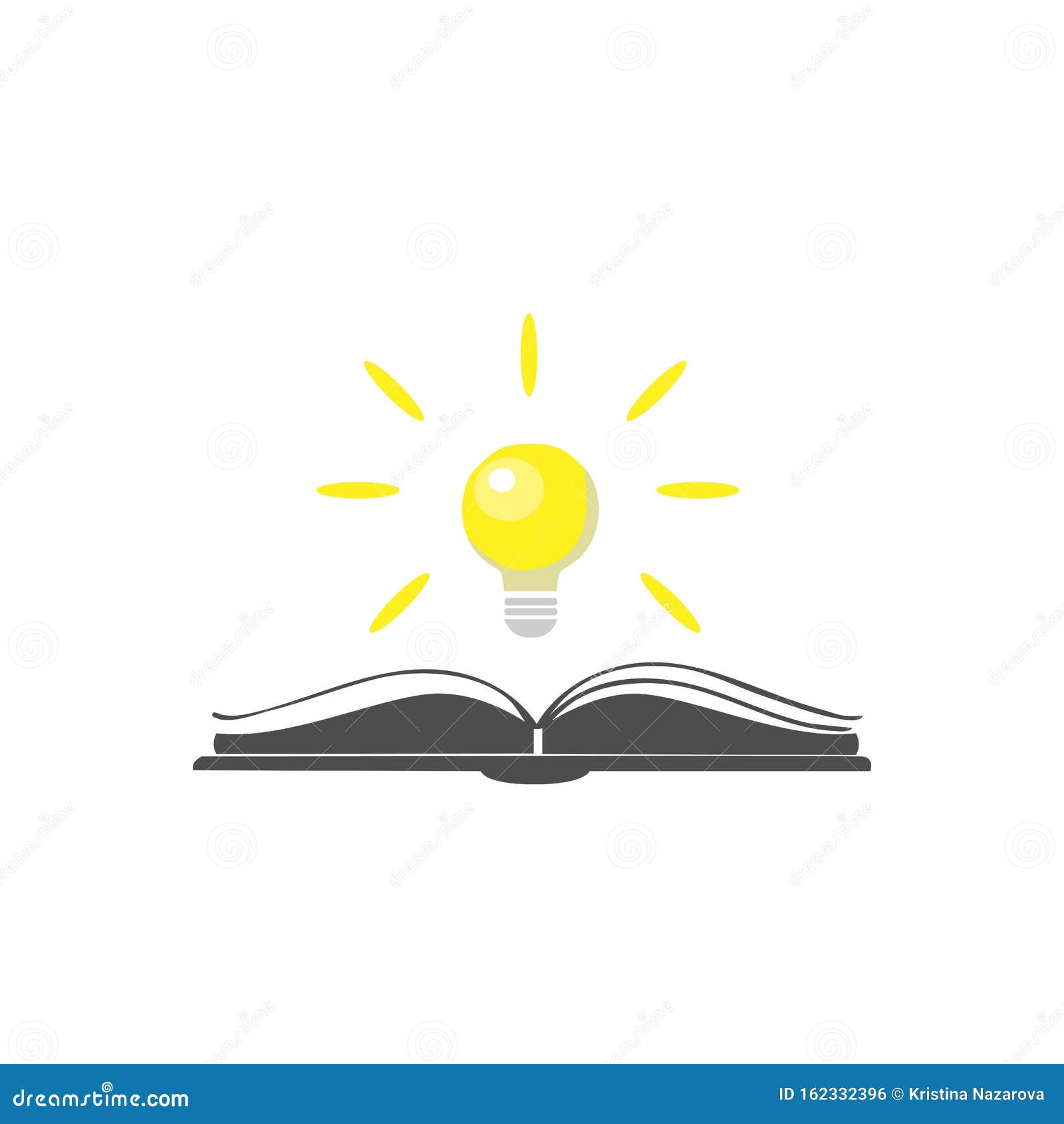 Open Book Vector Icon with Shining Bulb Over it Stock Illustration ...