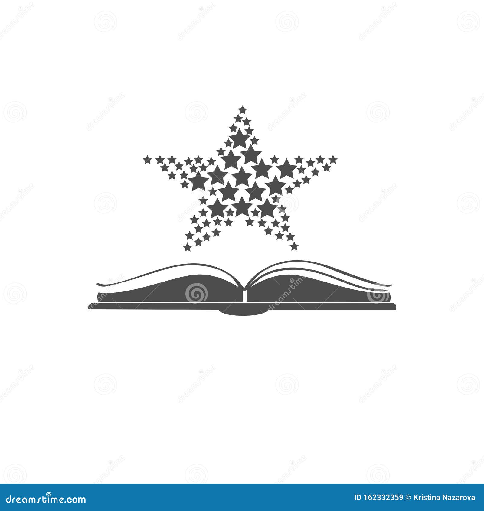 Open Book Vector Icon with Stars Over it Stock Illustration ...