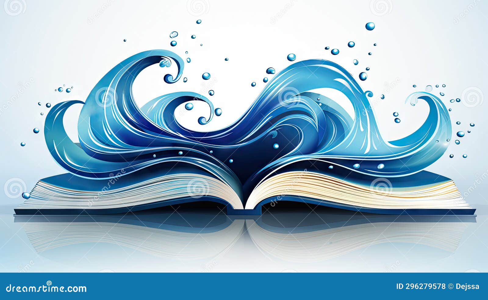 An Open Book with Water Splashing Out of it Stock Illustration ...