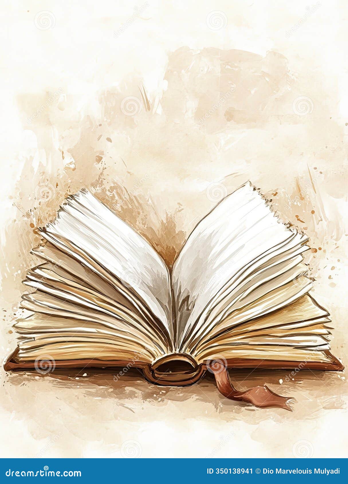 Open Book Watercolor Illustration Stock Illustration - Illustration of ...