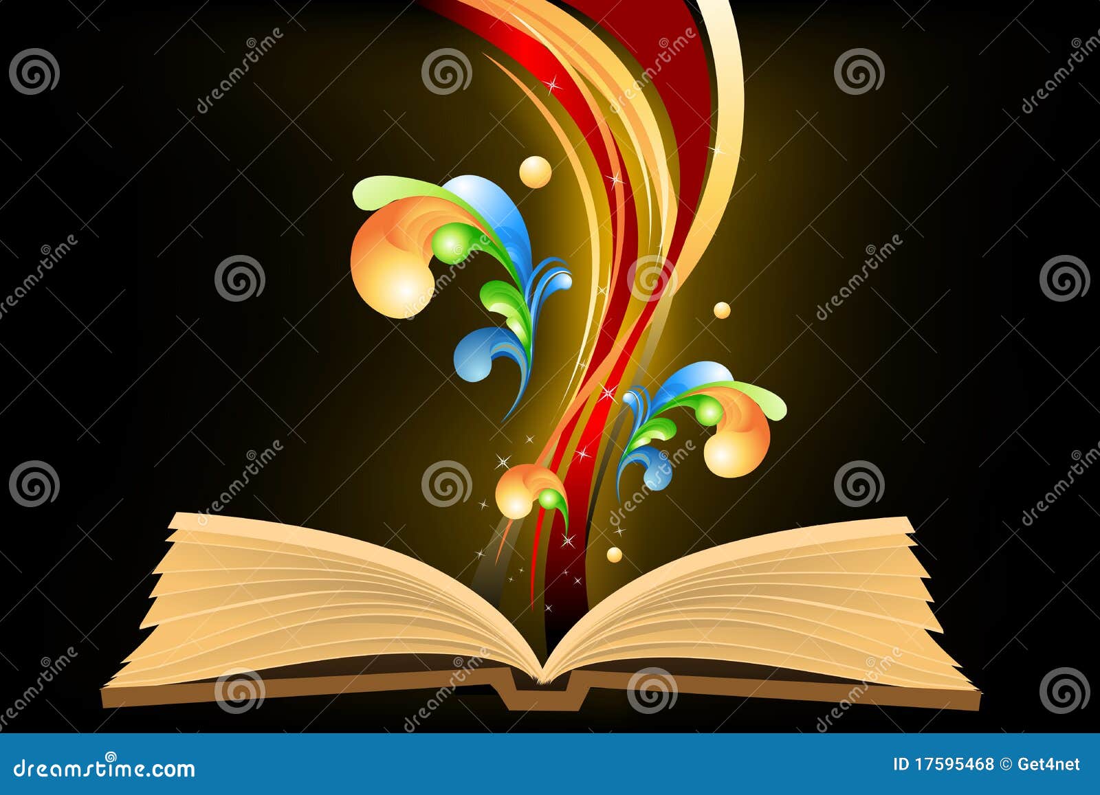Open book with waves stock illustration. Illustration of decorative ...