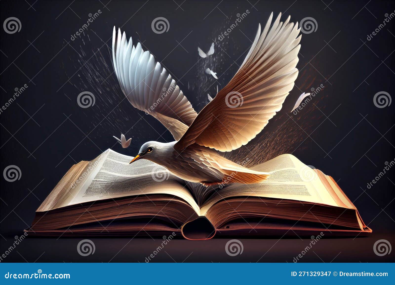 An Open Book from Which a Dove Flies. Concept of Freedom through ...