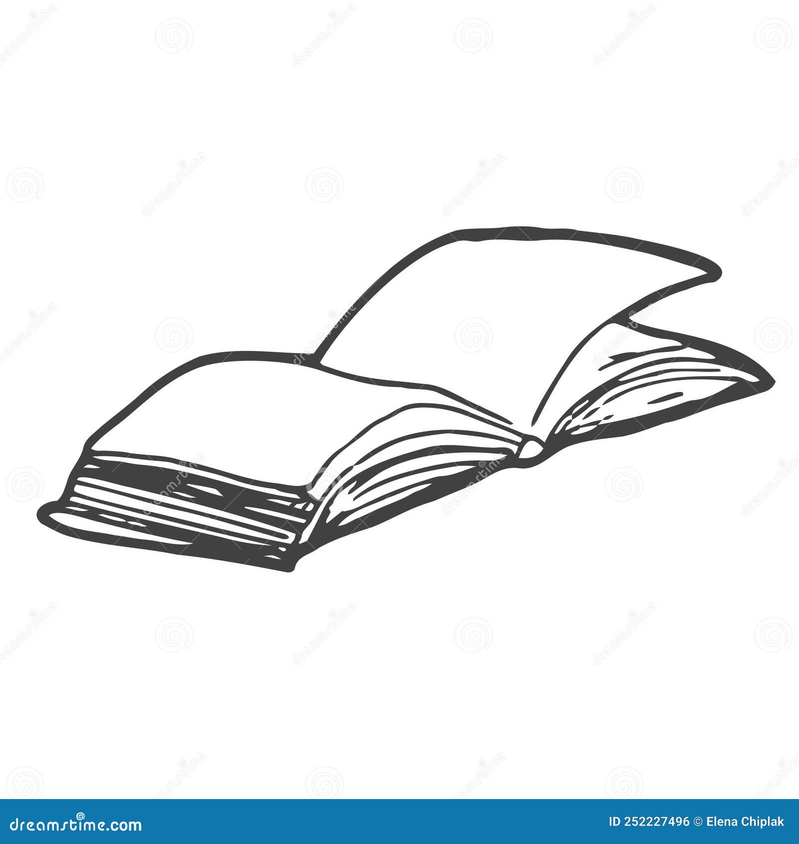 Open Book on White Background, Line Drawing Style, Vector Design in ...