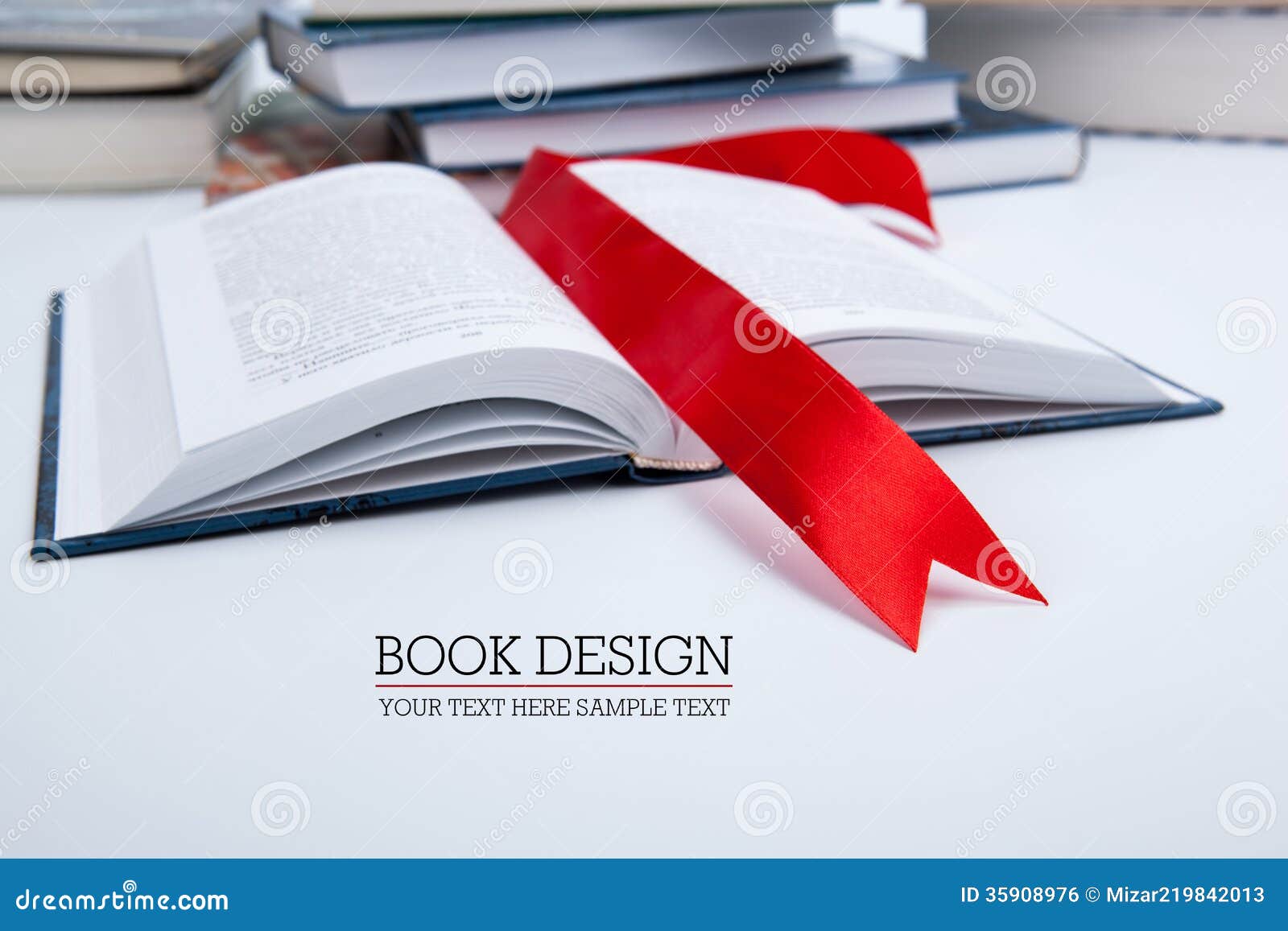 Open Book Whith Red Bookmark Stock Photo - Image of institution, series ...