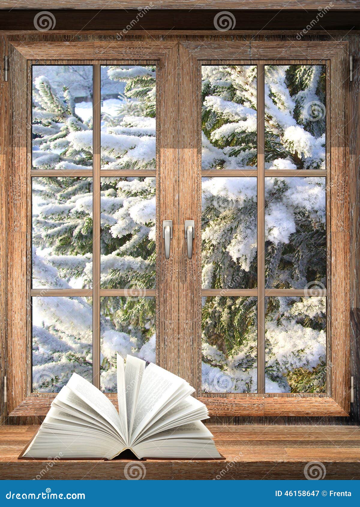 Open book on windowsill stock illustration. Illustration of page - 46158647