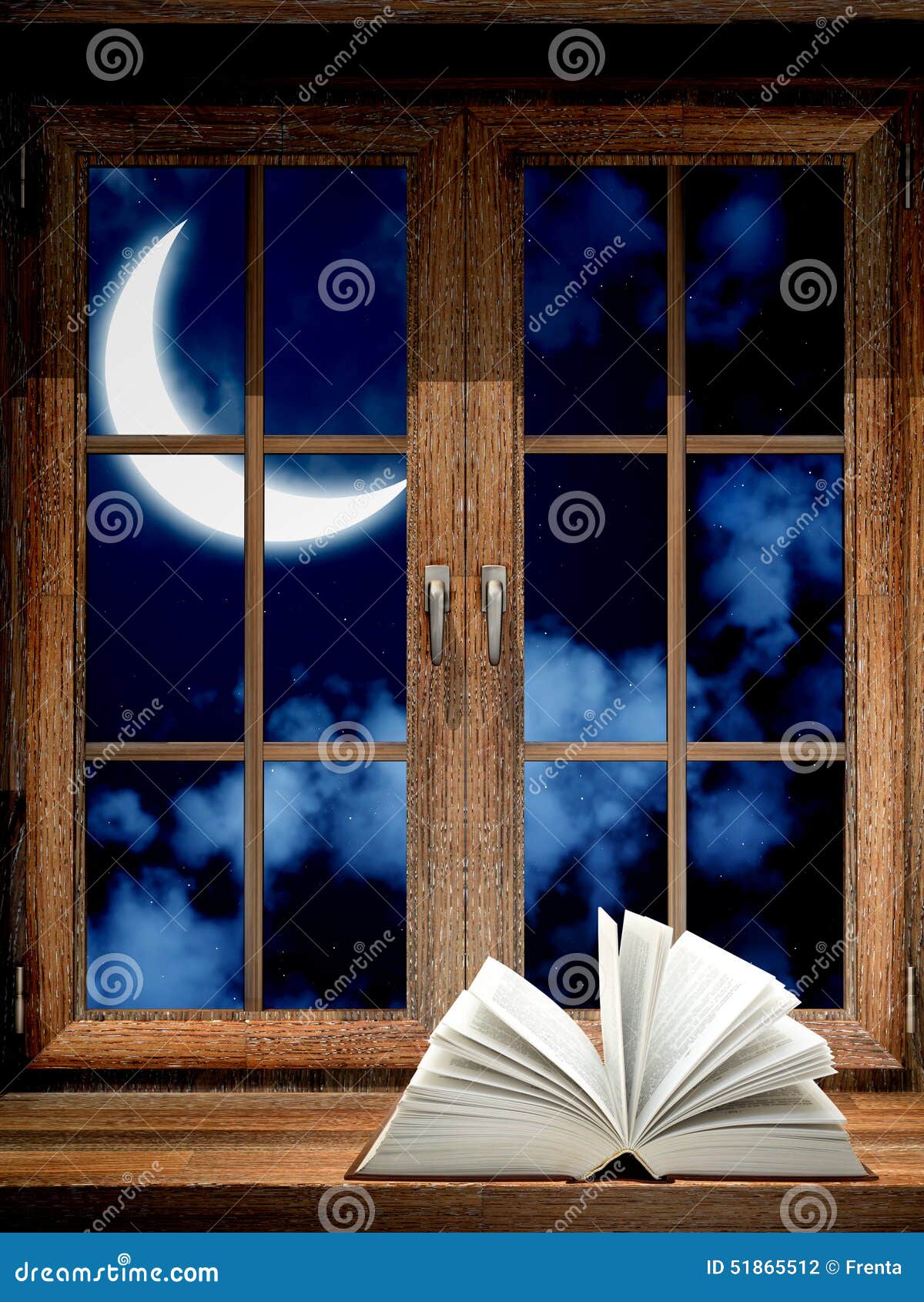 Open book on windowsill stock illustration. Illustration of mystery ...