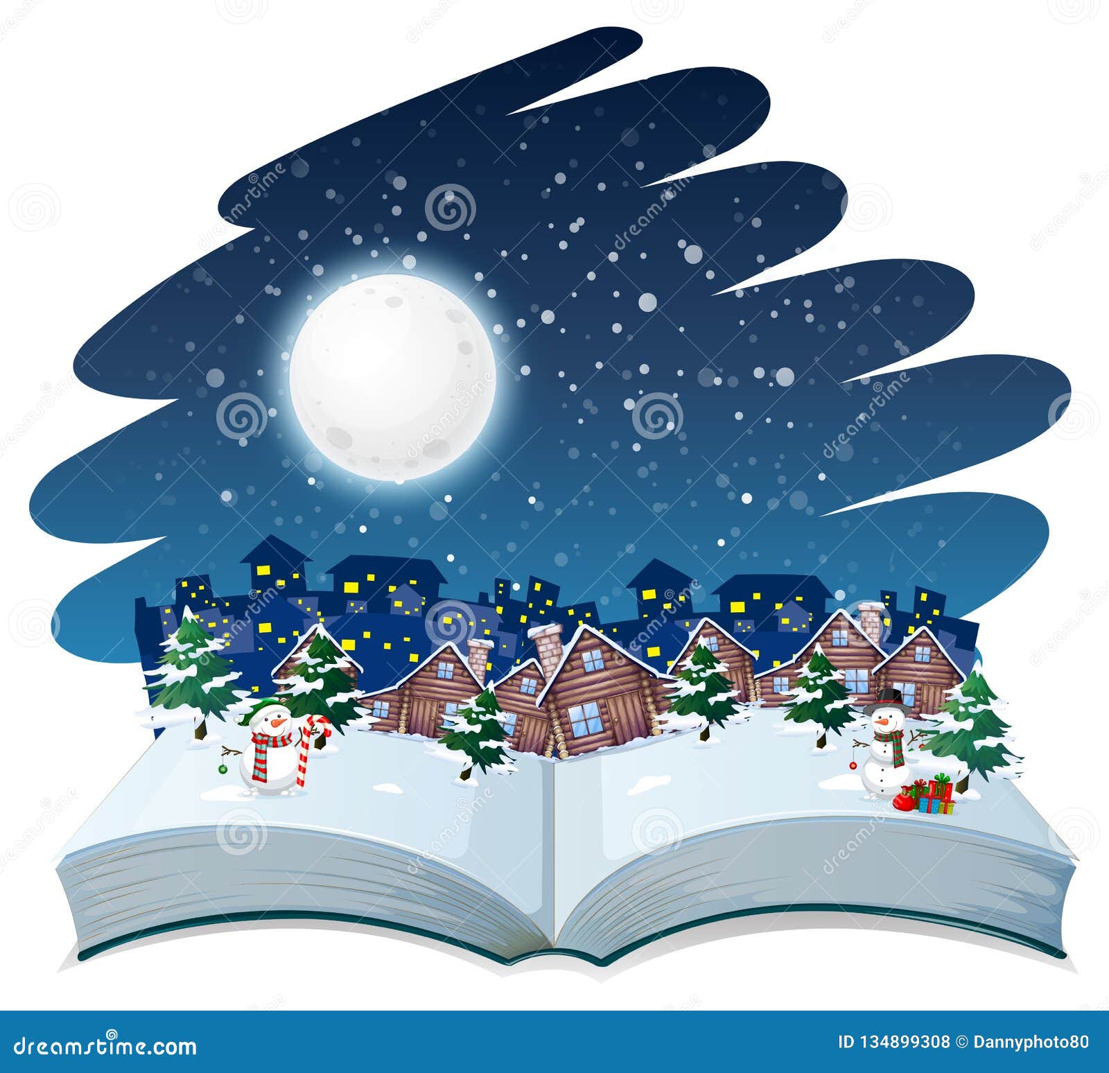 Open Book Winter Outdoor Theme Stock Vector - Illustration of snow ...