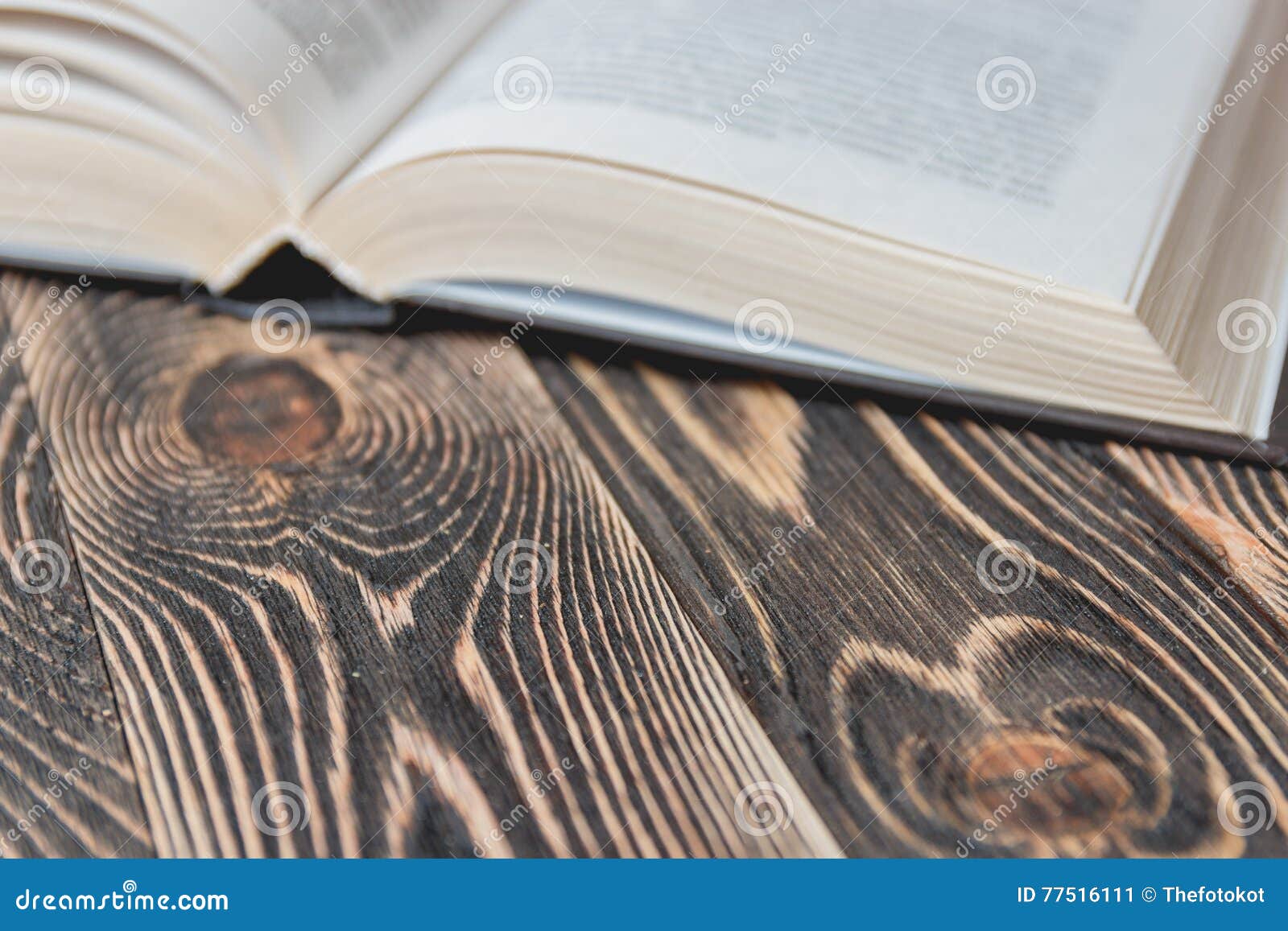 Open Book on Wooden Desk Close Up. Stock Image - Image of literature ...