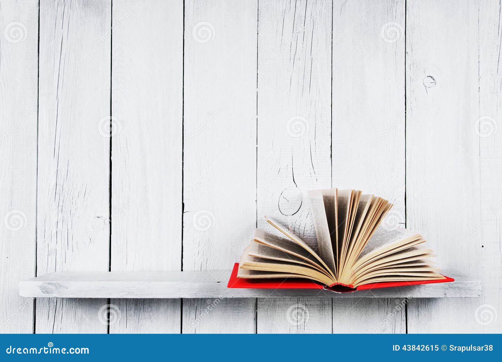 The Open Book on a Wooden Shelf. Stock Image - Image of elementary ...