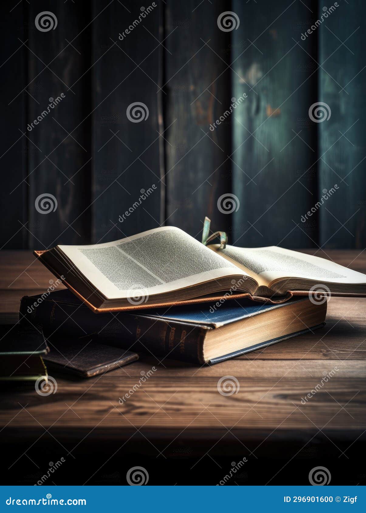Open Book on a Wooden Table Stock Illustration - Illustration of ...