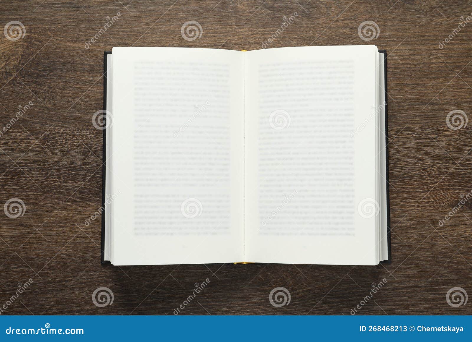 Open Book on Wooden Table, Top View Stock Image - Image of design ...