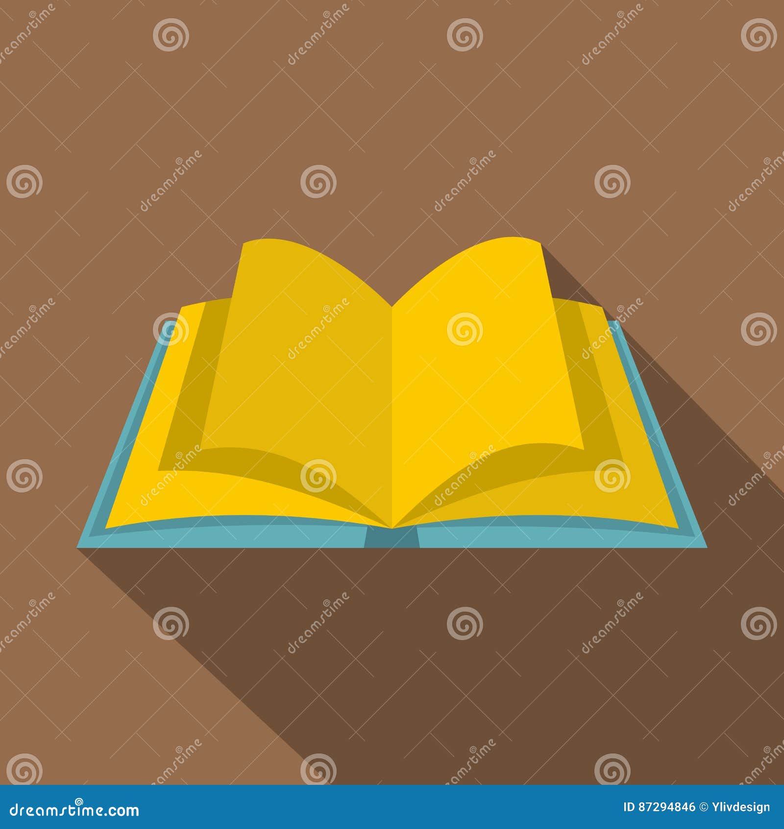 Open Book with Yellow Pages Icon, Flat Style Stock Vector ...