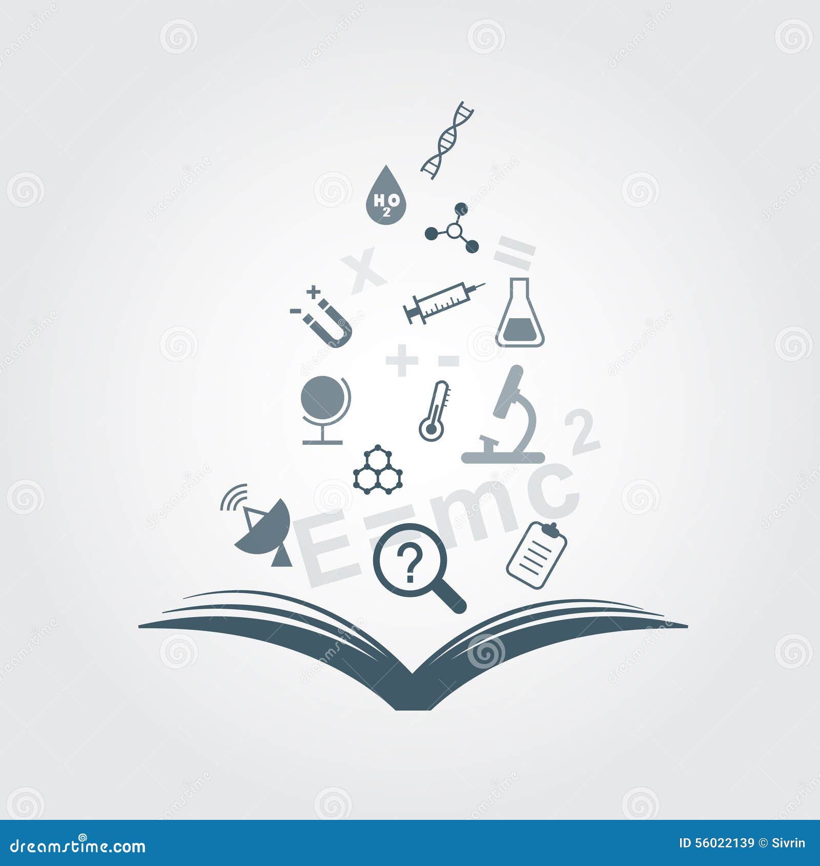 Open Books and Icons of Science. Stock Illustration - Illustration of ...