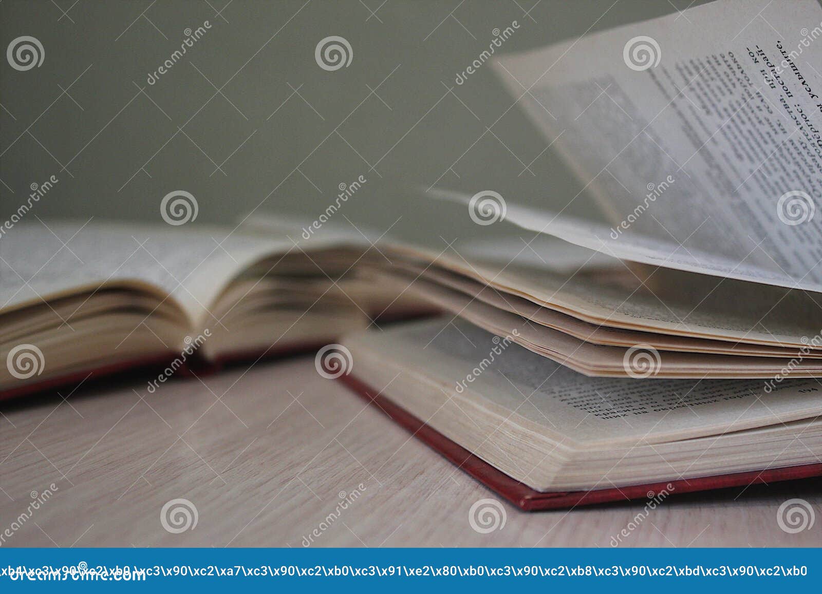 Open Books Lying on the Table Stock Photo - Image of school, self ...