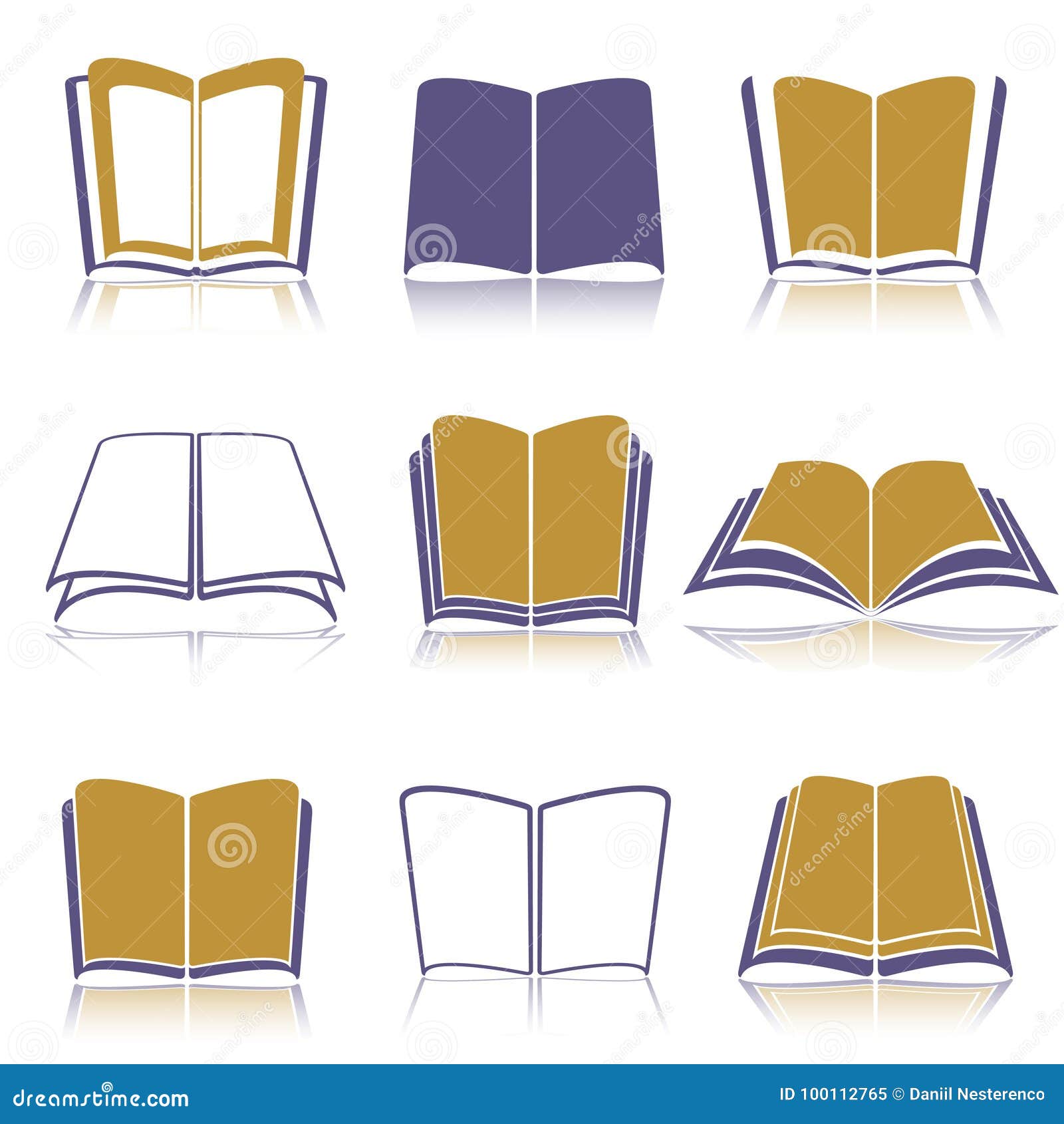 Open books with reflection stock vector. Illustration of sign - 100112765