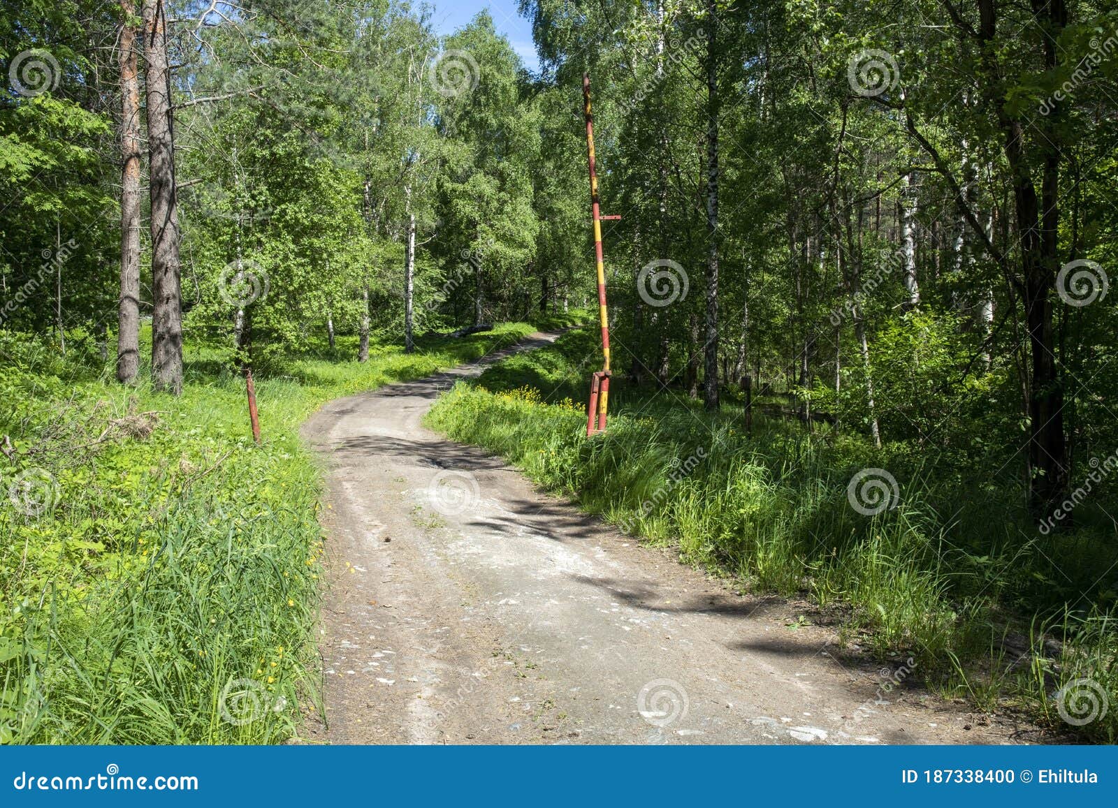 Open Boom Barrier on Dirt Road in Forest Stock Photo - Image of outdoor ...