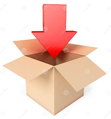 Open box with arrow stock photo. Image of package, merchandise - 28300310