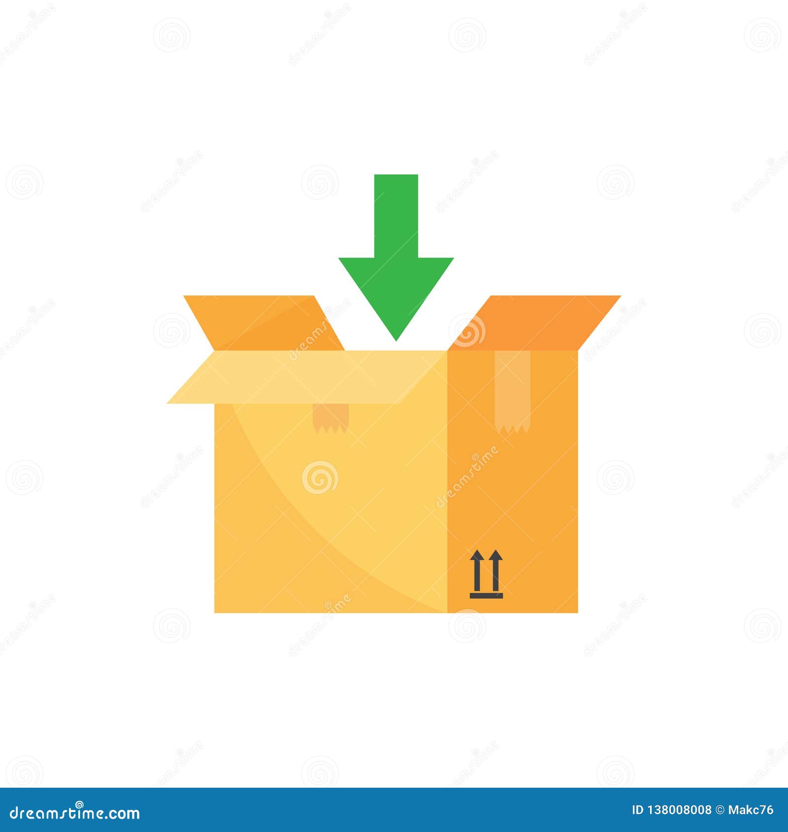Open Box and Arrow Down. Add To Package Box Stock Vector - Illustration ...