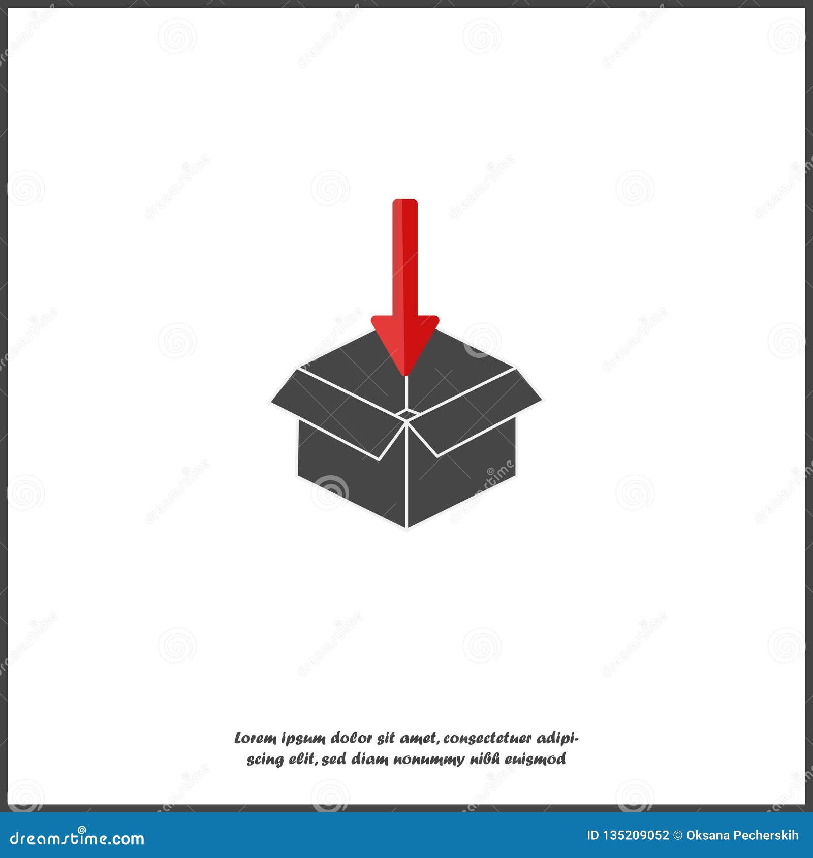 Open Box and Arrow Pointing into the Box, Inside a Vector Image ...