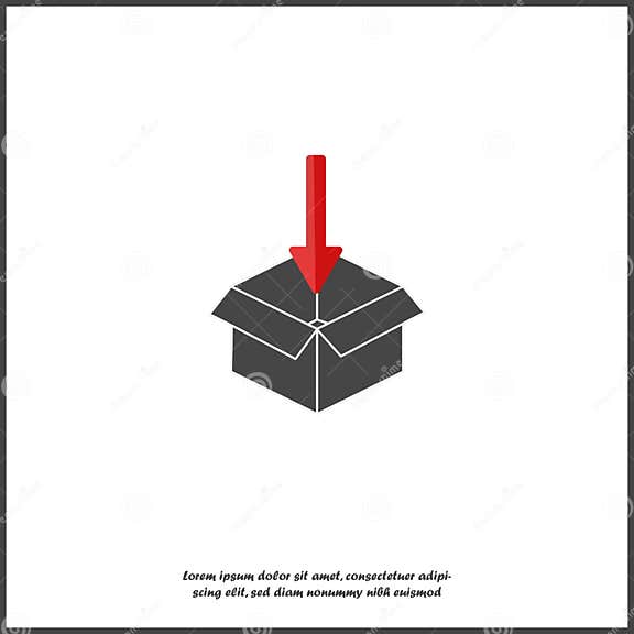 Open Box and Arrow Pointing into the Box, Inside a Vector Image ...