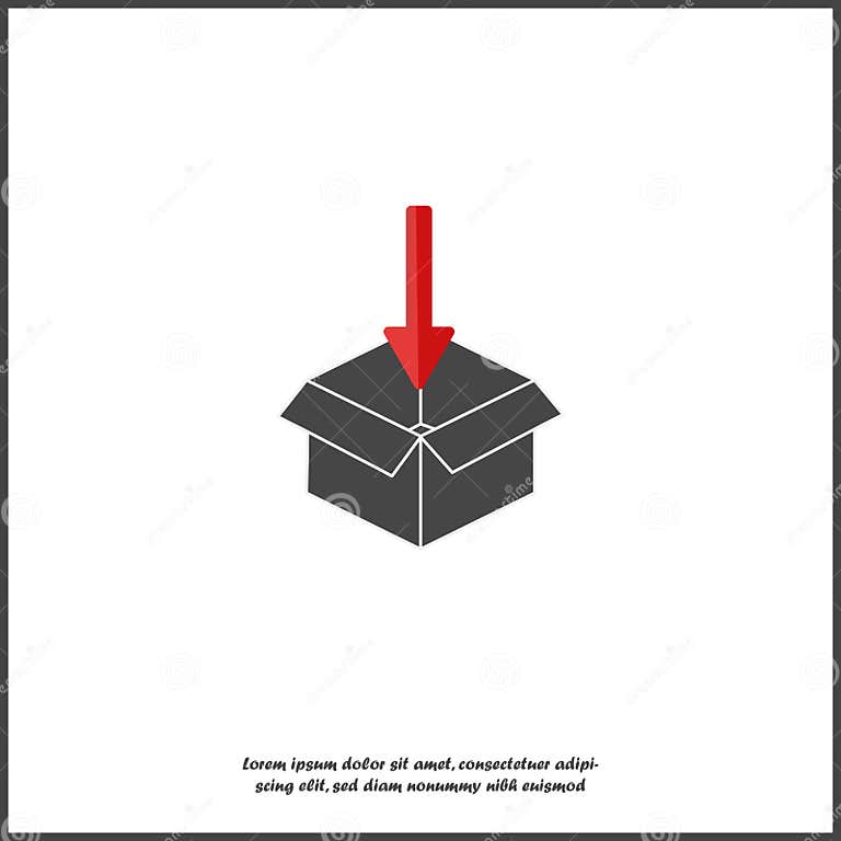 Open Box and Arrow Pointing into the Box, Inside a Vector Image ...
