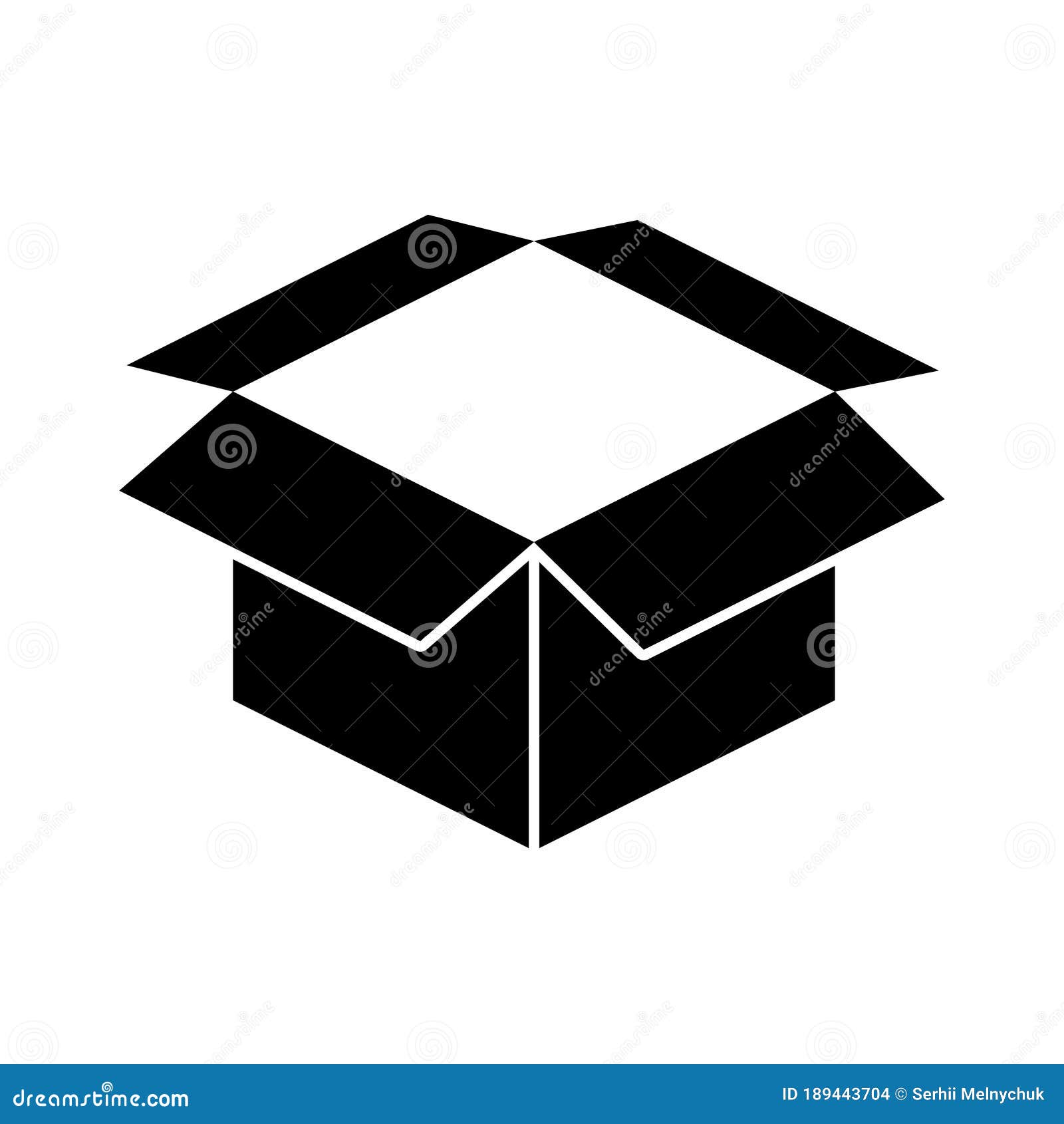 Open Box. Black and White Vector Image. Stock Vector - Illustration of ...