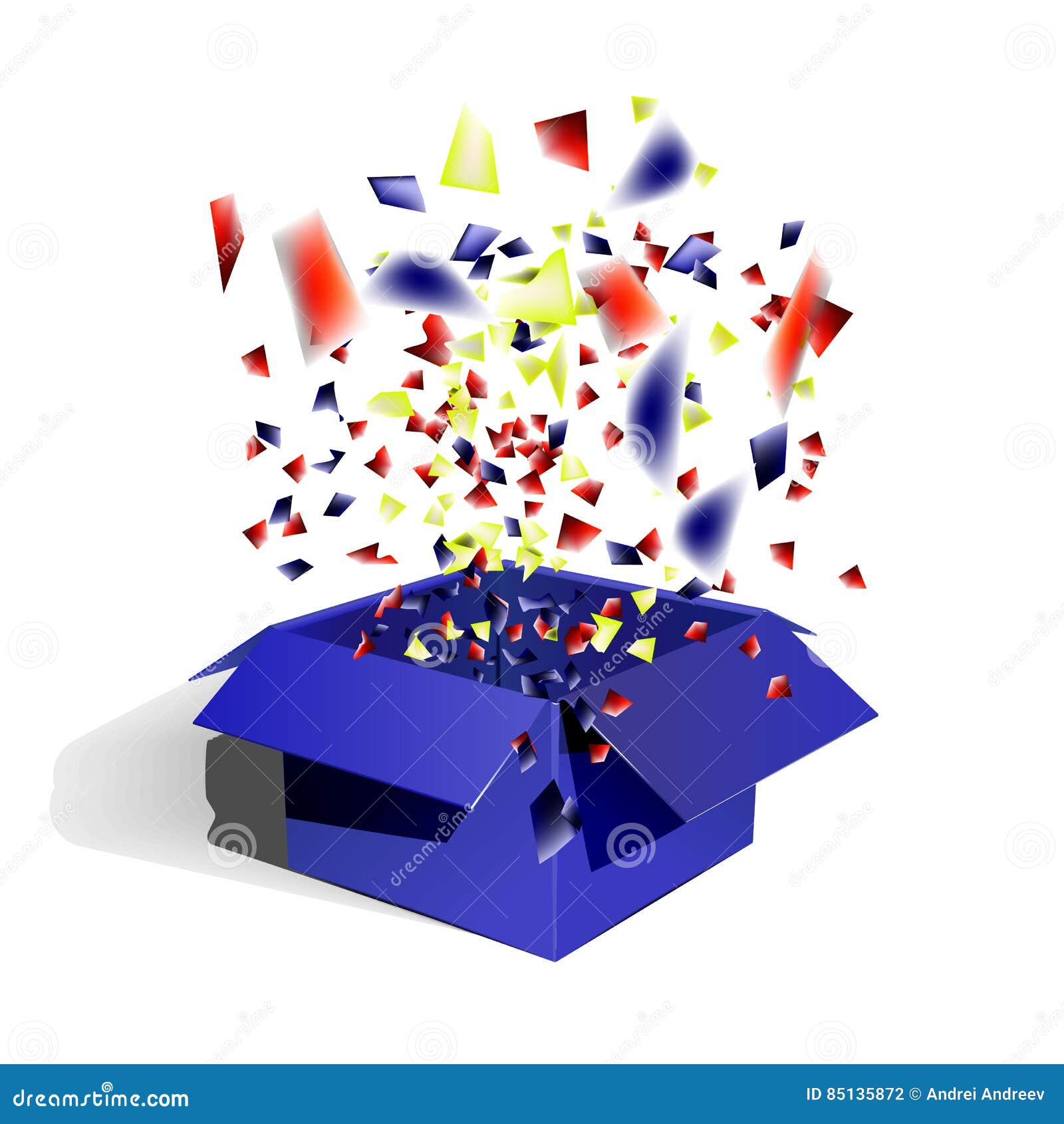 The Open Box, Blue Gift and Confetti. Stock Vector - Illustration of ...