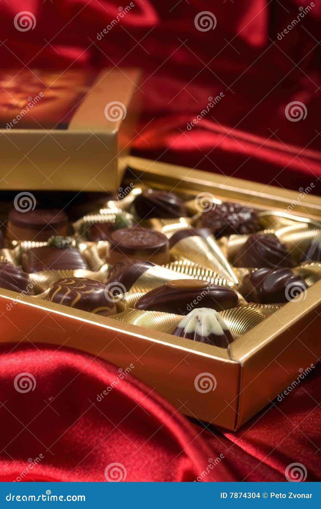 Open box with chocolates stock photo. Image of delight - 7874304