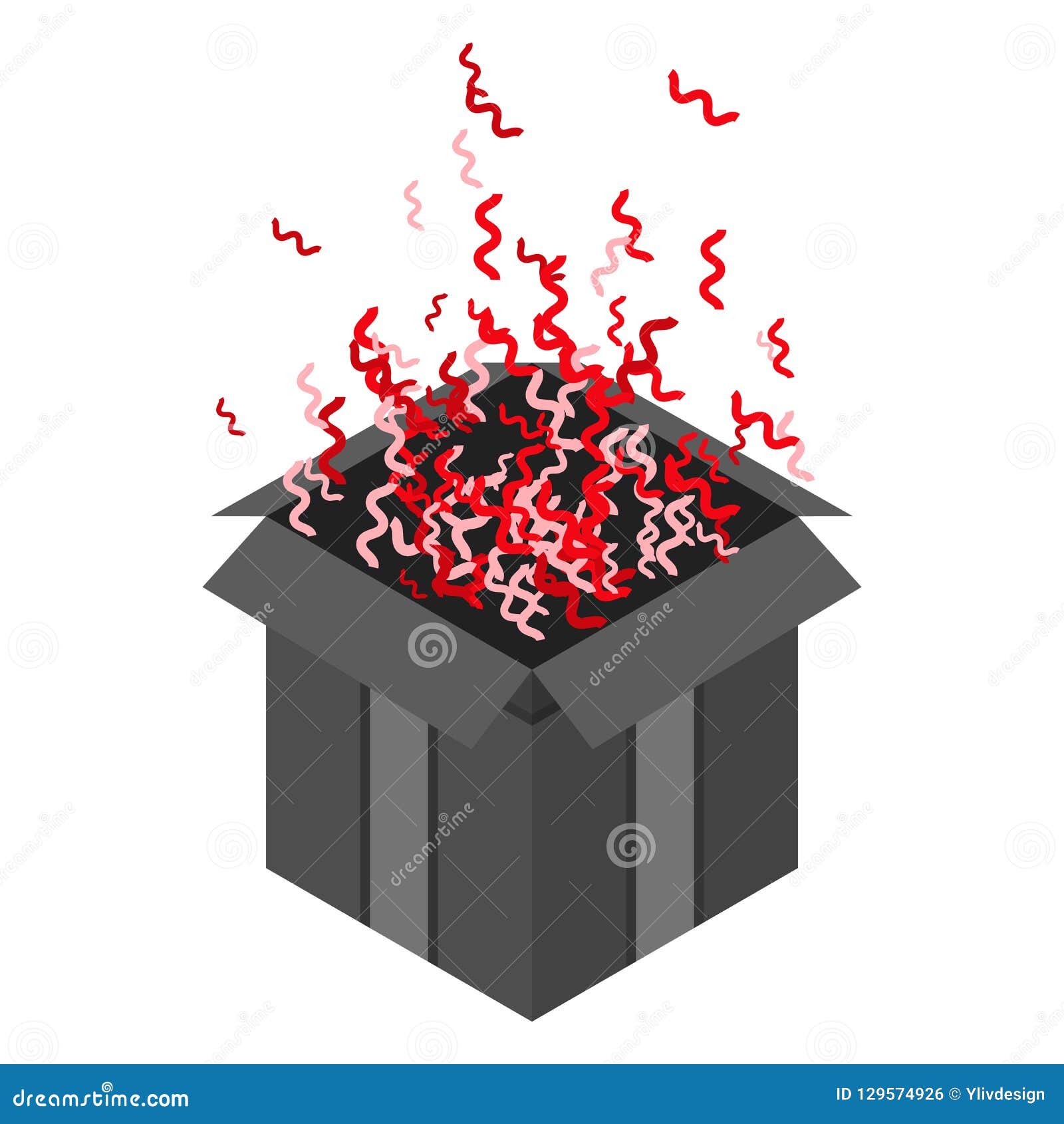 Open Box Confetti Icon, Isometric Style Stock Vector - Illustration of ...