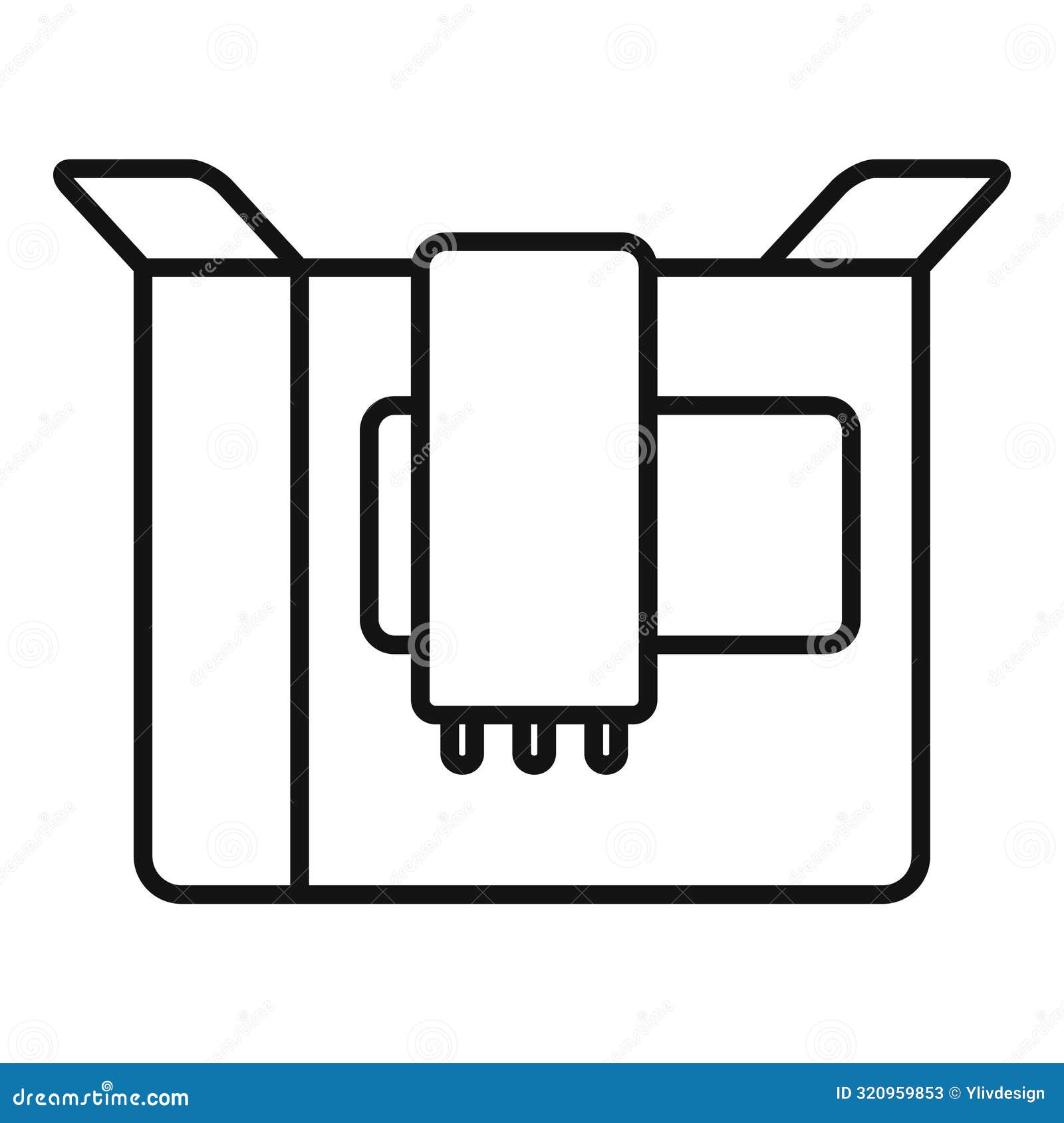 Open Box Containing Electronic Device with Wires Stock Vector ...