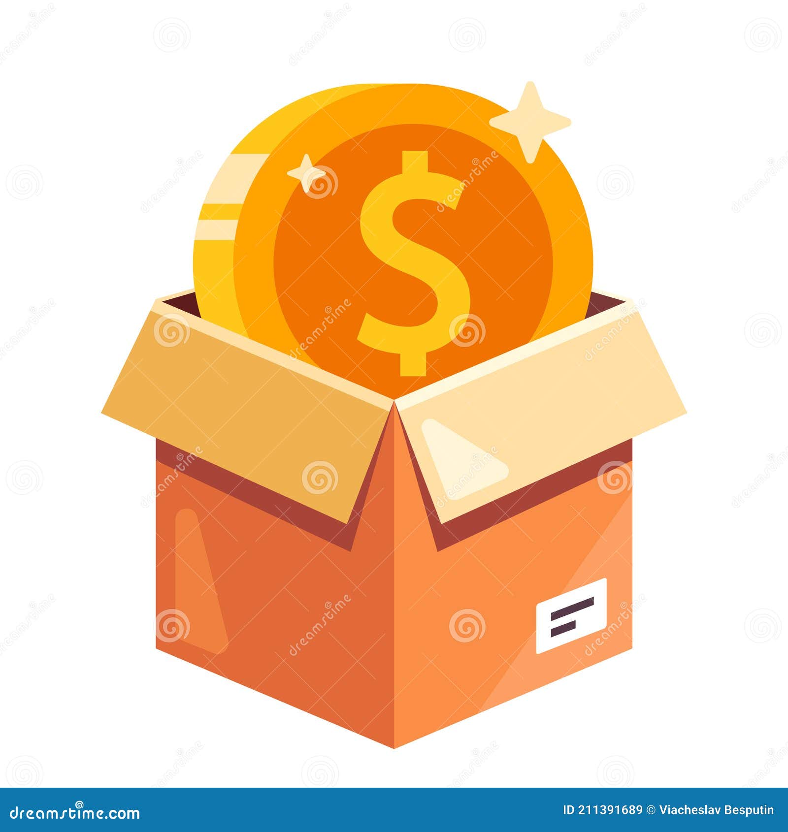 An Open Box Containing a Gold Coin. Send a Coin for Collection by Mail ...
