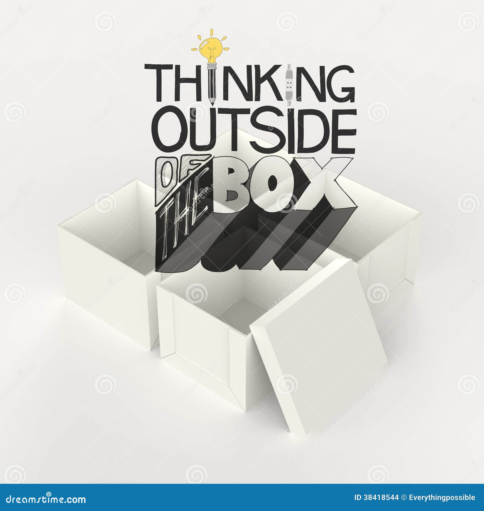 Open box 3d and design stock illustration. Illustration of paper - 38418544
