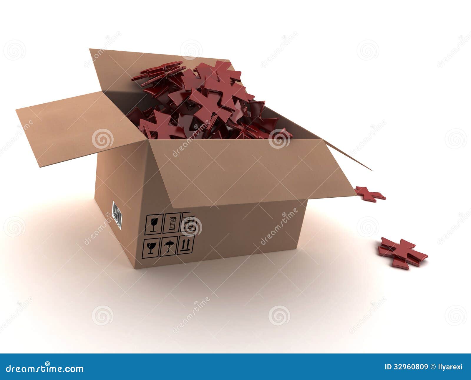 Open box full of icons stock illustration. Illustration of cardboard ...
