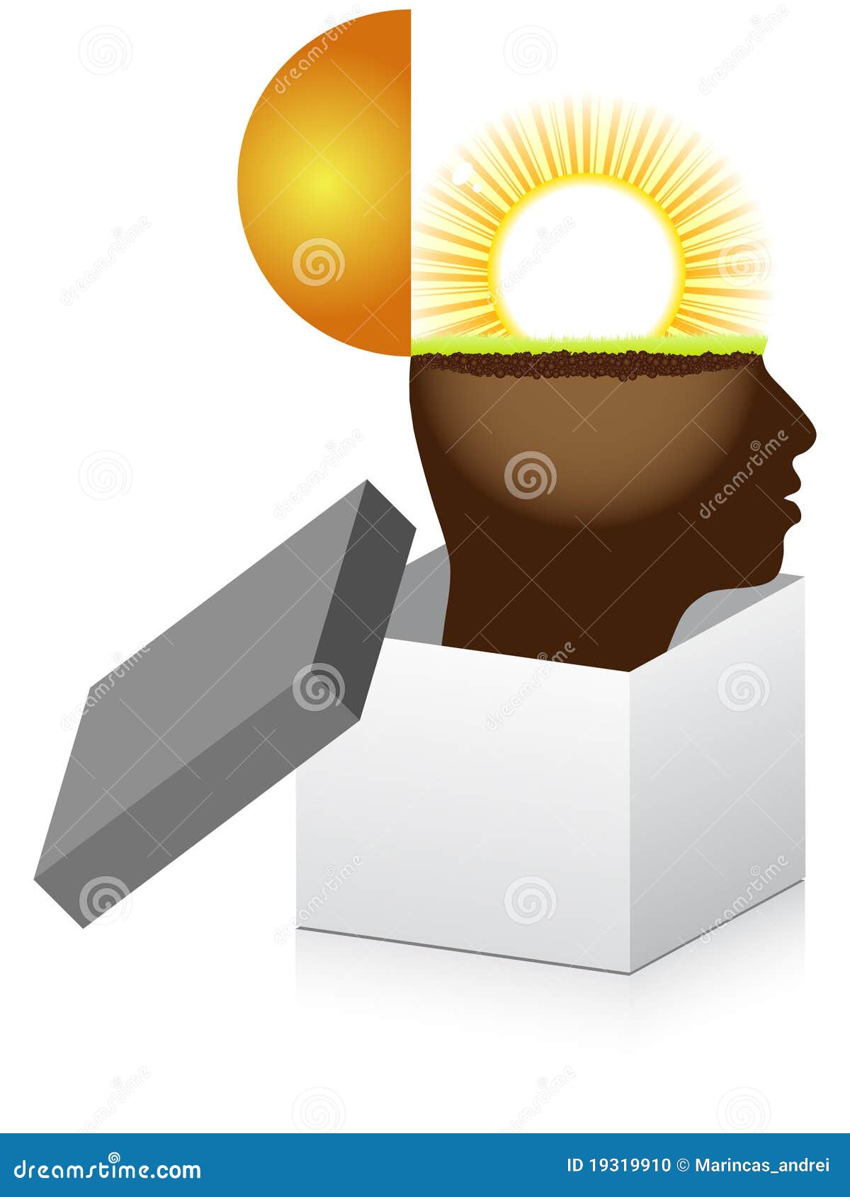 Open box with human mind stock illustration. Illustration of mind ...