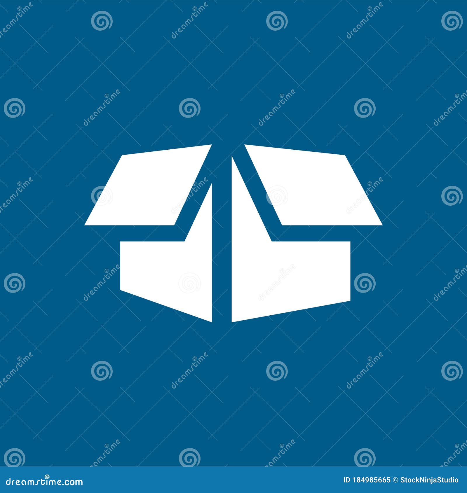 Open Box Icon on Blue Background. Blue Flat Style Vector Illustration ...