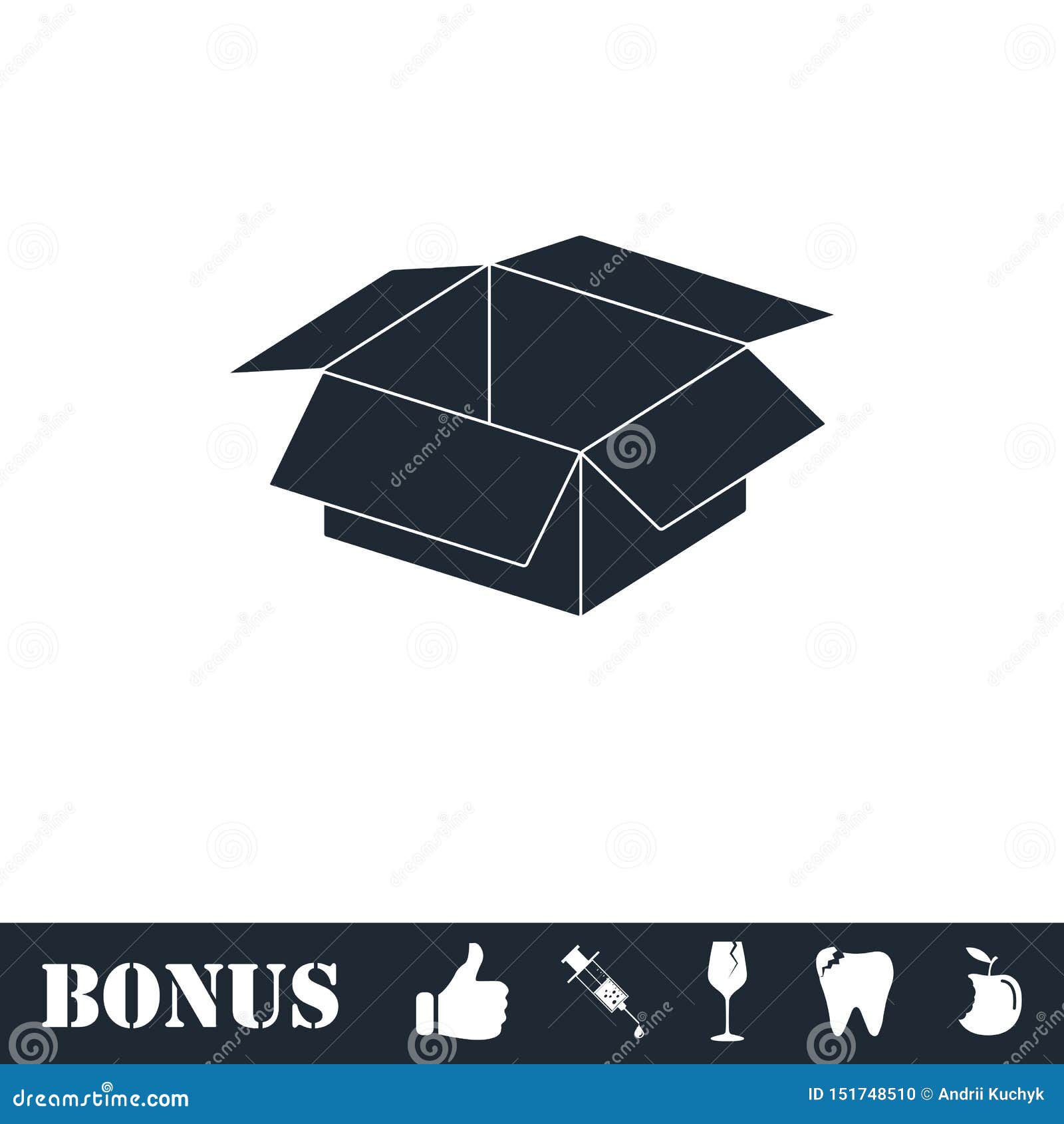 Open box icon flat stock vector. Illustration of cardboard - 151748510