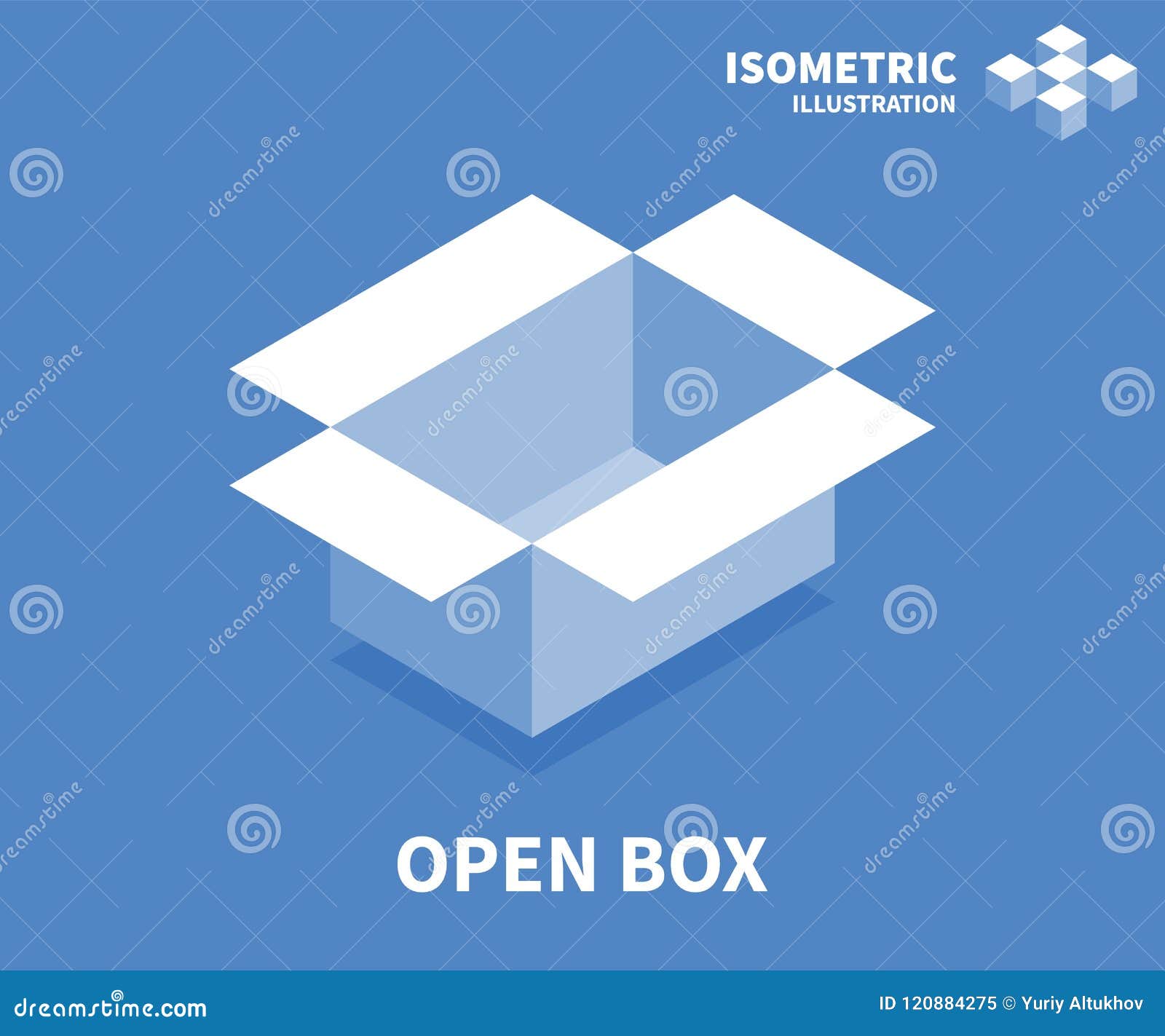 Open Box Icon. Isometric Template for Web Design in Flat 3D Style Stock ...