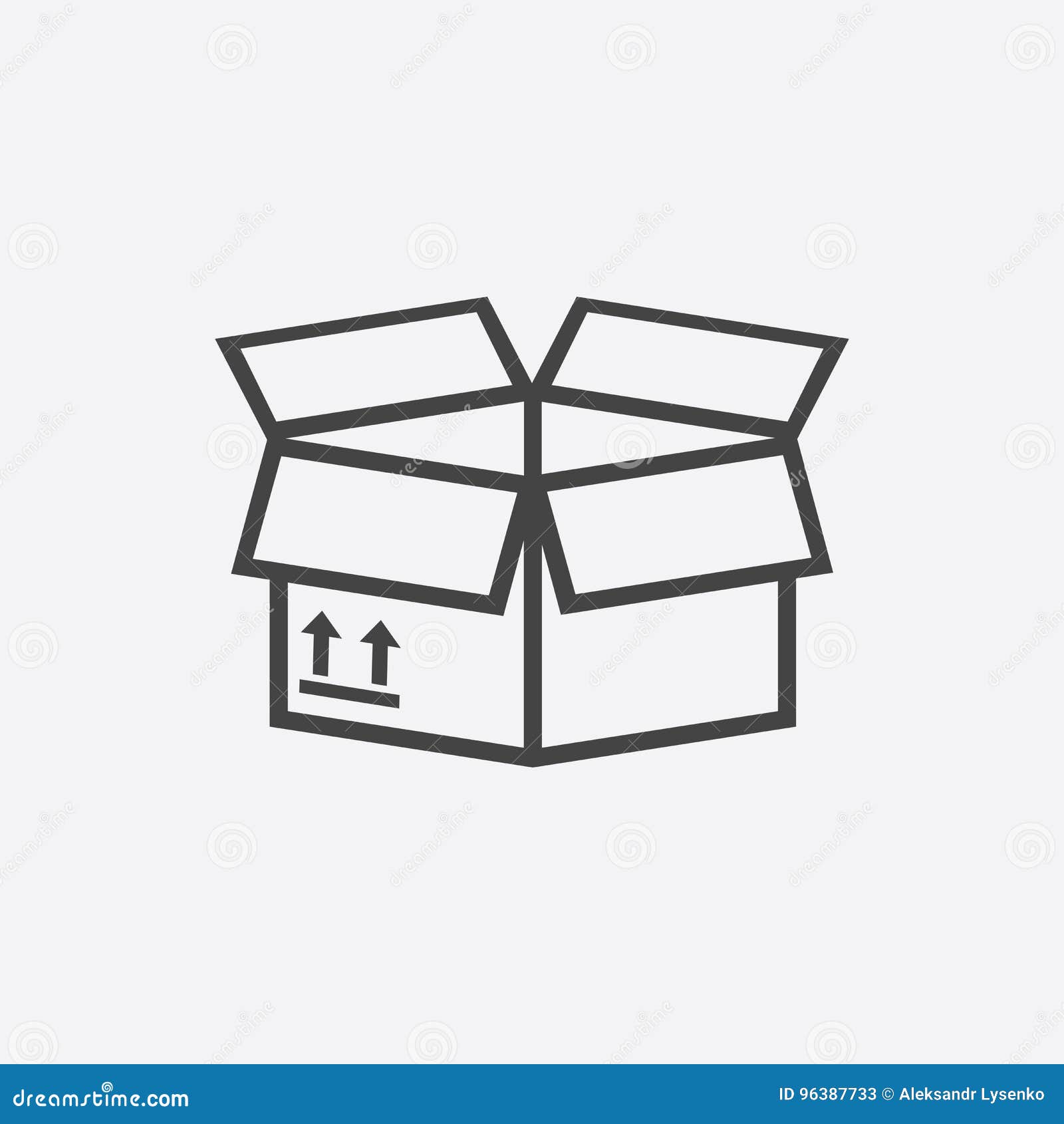 Open Box Icon. Shipping Pack Flat Vector Illustration on White B Stock ...