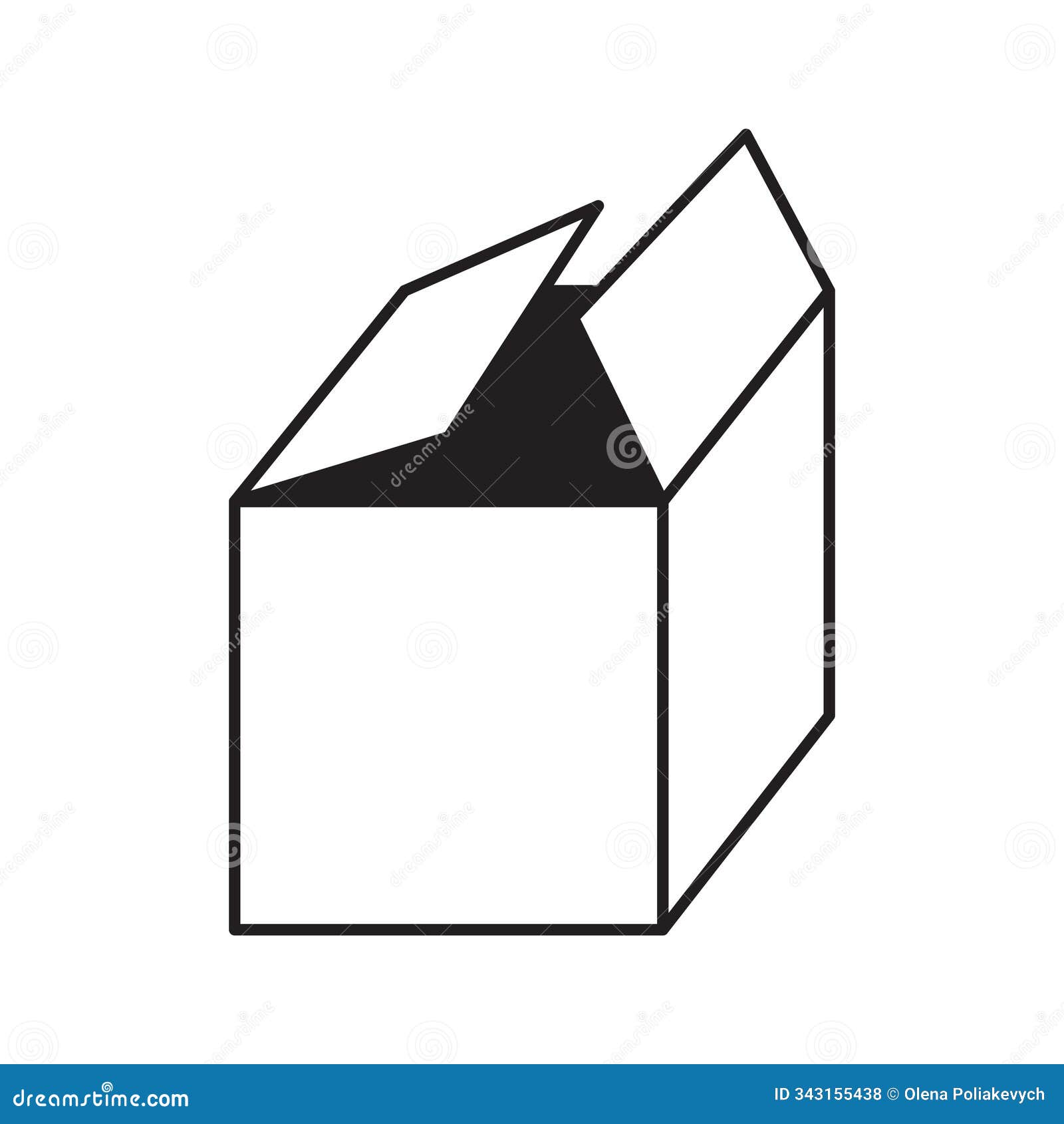 Open Box Icon. Unfolded Carton Shape. Simple Packaging Symbol. Black ...