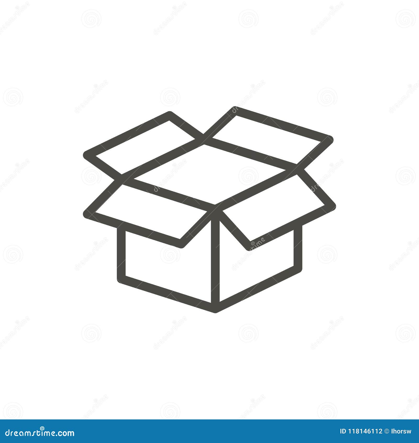 Open Box Icon Vector. Line Package Symbol. Stock Vector - Illustration ...