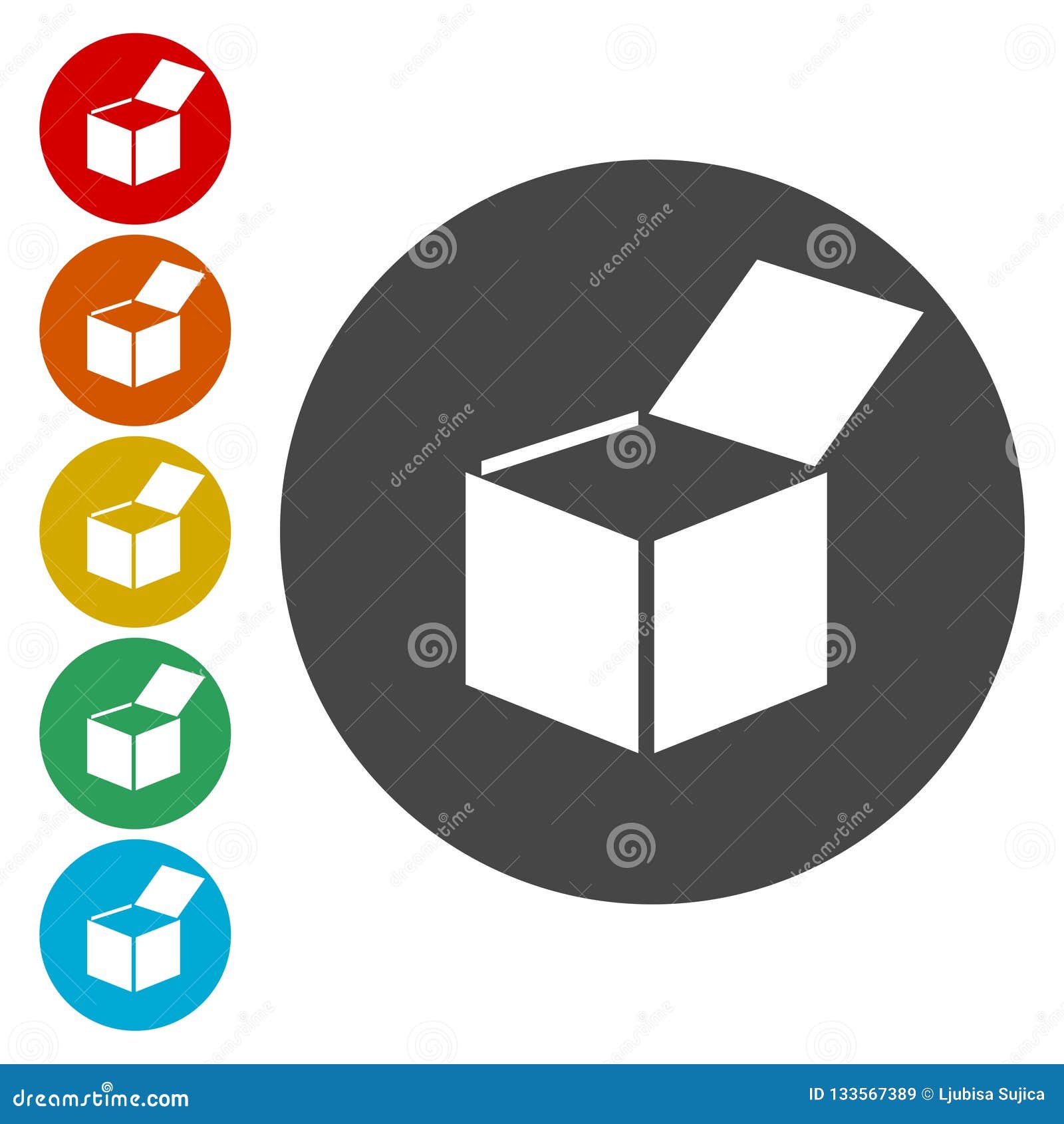 Open box icons set stock vector. Illustration of mail - 133567389