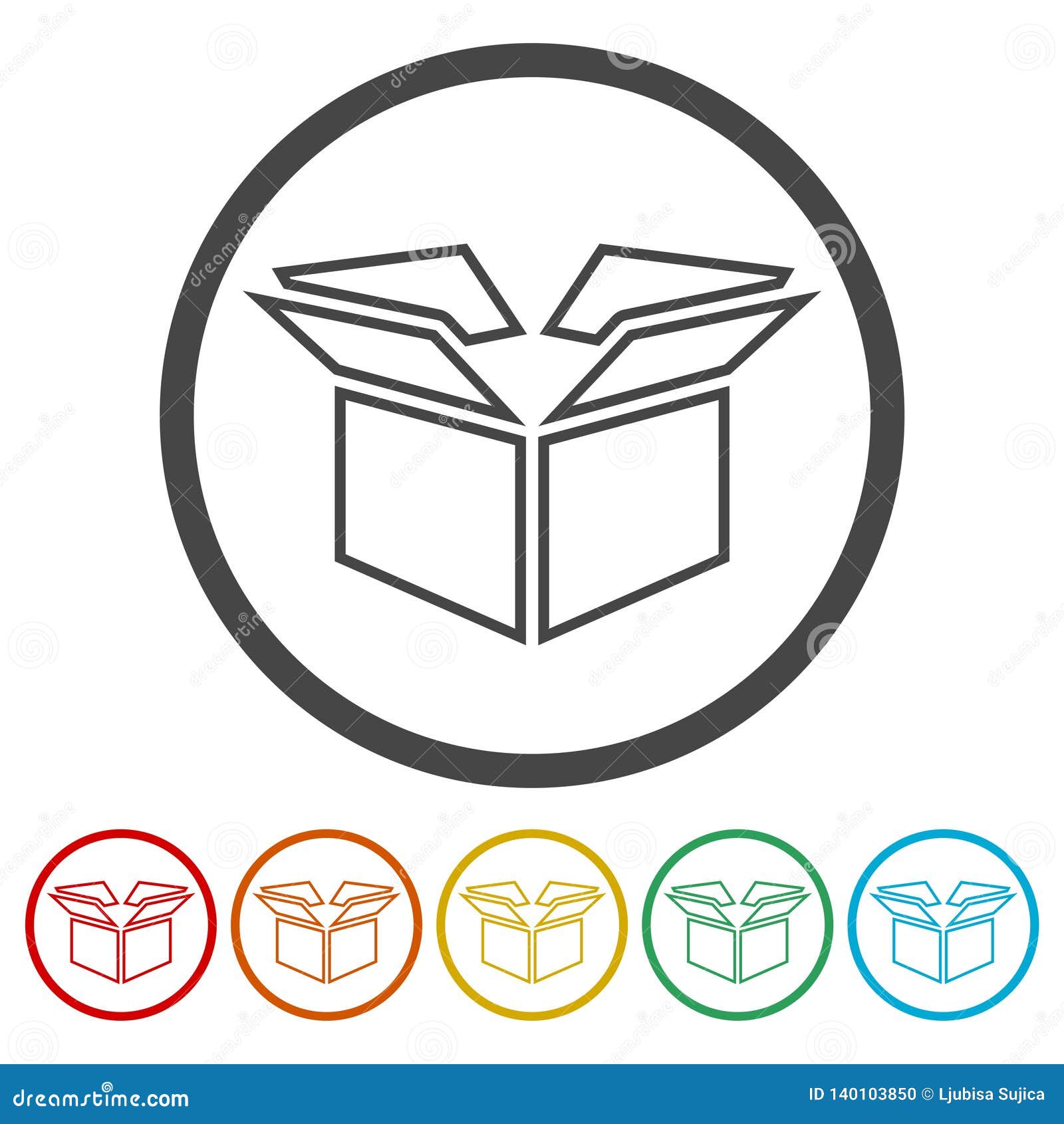Open box icons set stock vector. Illustration of moving - 140103850