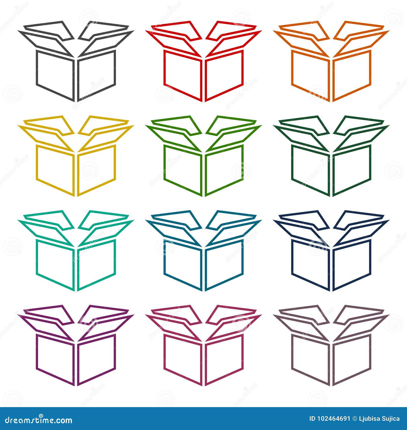 Open box icons set stock vector. Illustration of icon - 102464691